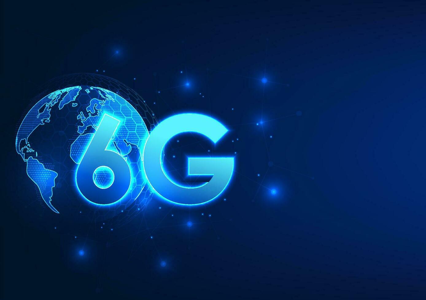 Telecommunication technology, The world in front is a 6g signal with connection lines It ...