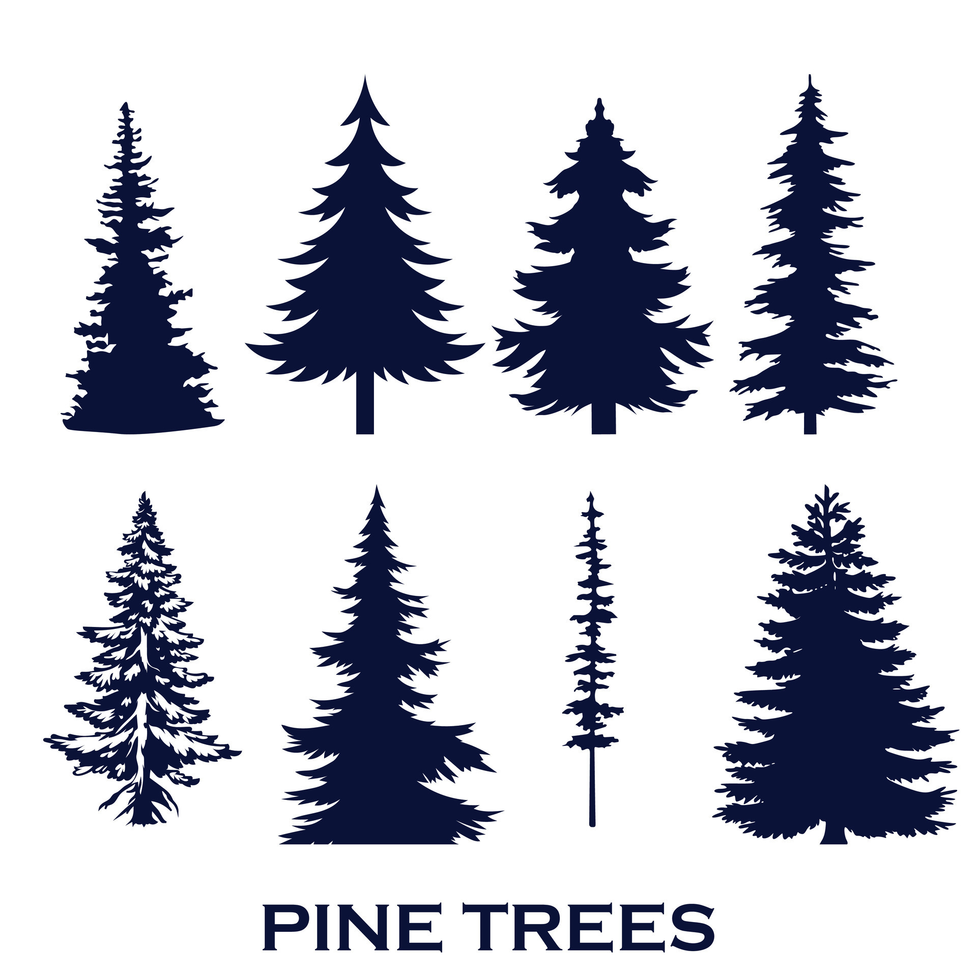 vintage pine tree silhouette vector art 34631890 Vector Art at Vecteezy
