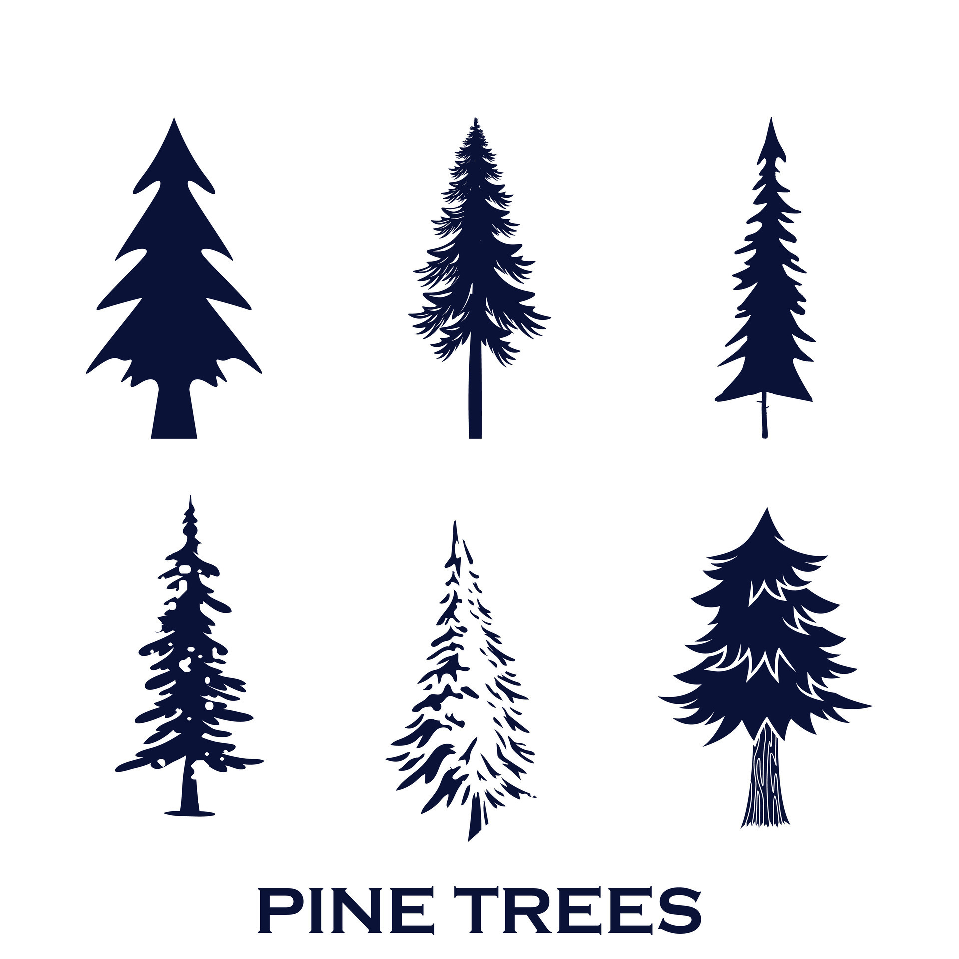 vintage pine tree silhouette vector art 34631893 Vector Art at Vecteezy