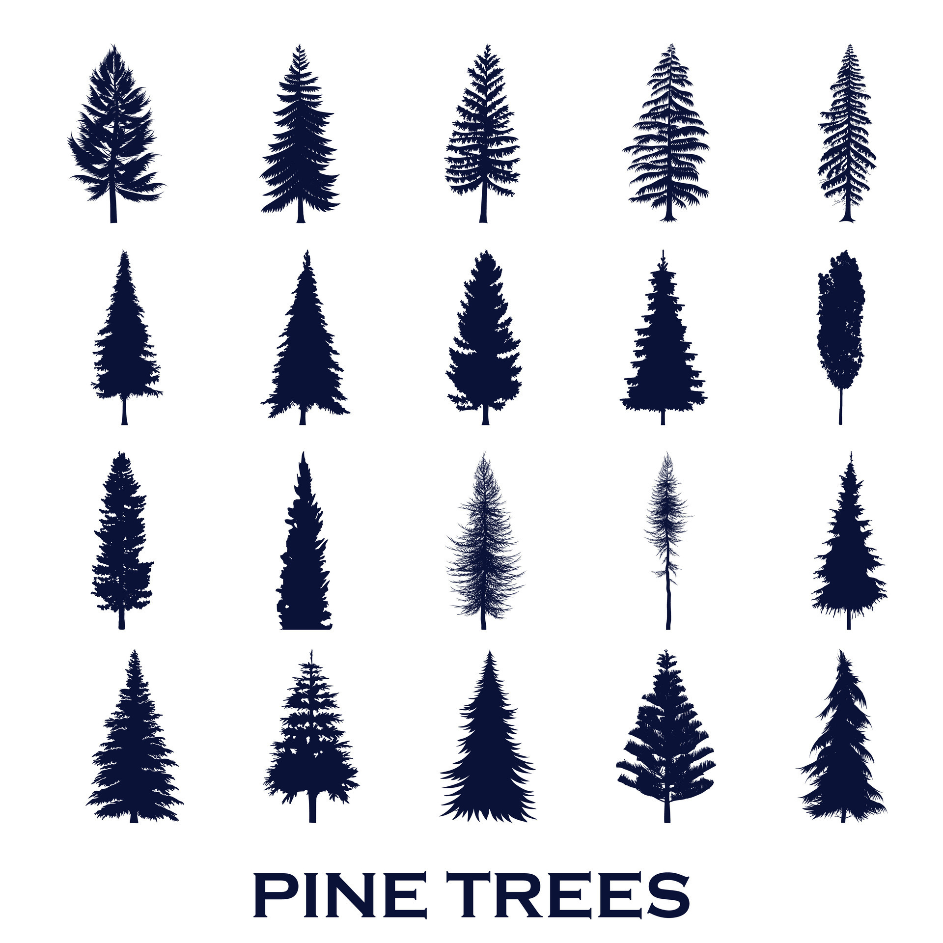 vintage pine tree silhouette vector art 34631911 Vector Art at Vecteezy