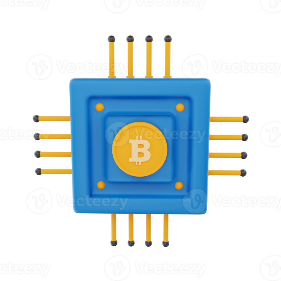 3d Rendering Bitcoin Processor Icon Object 34638695 Png