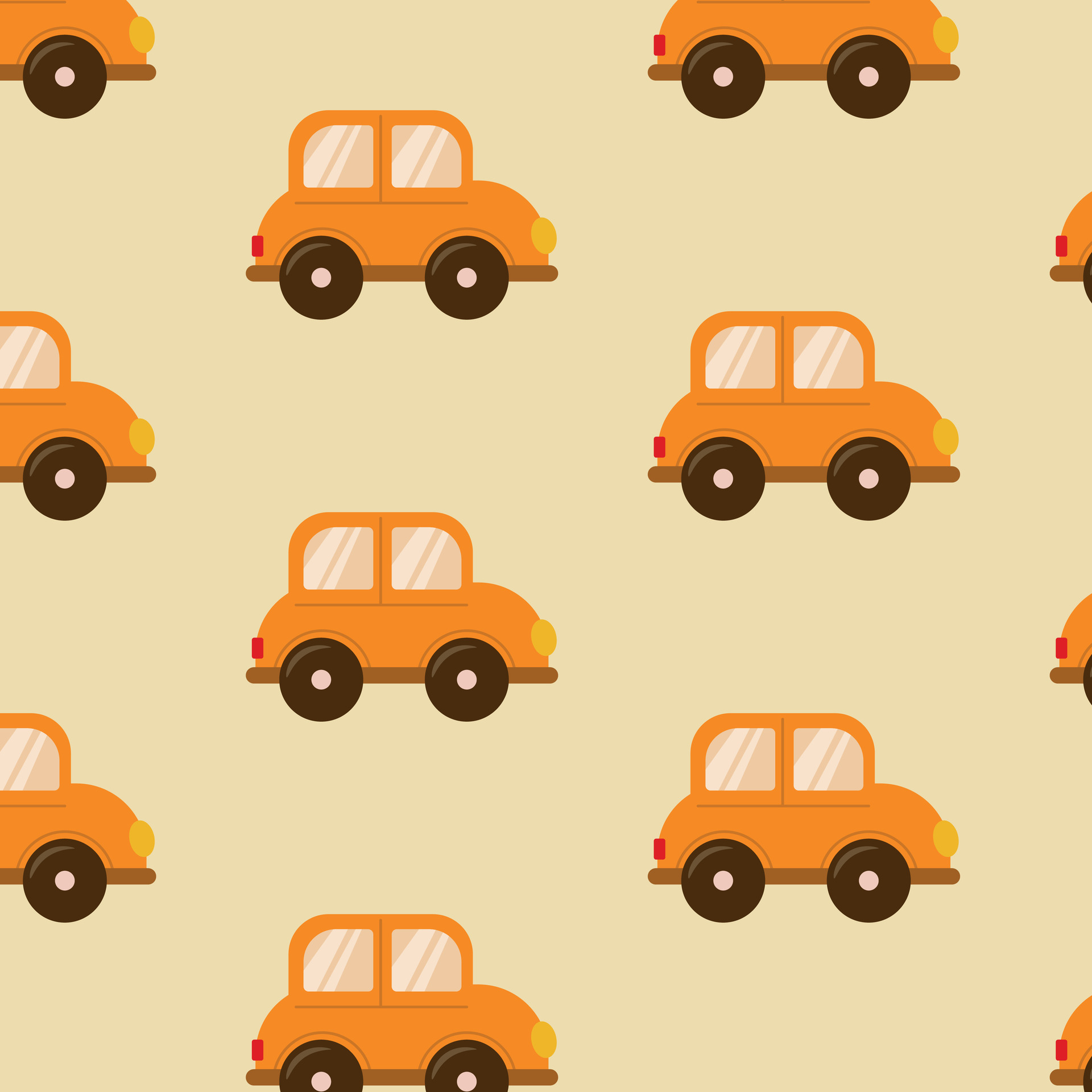 A Pattern Of Orange Cars On A Beige Background 34640166 Vector Art At Vecteezy