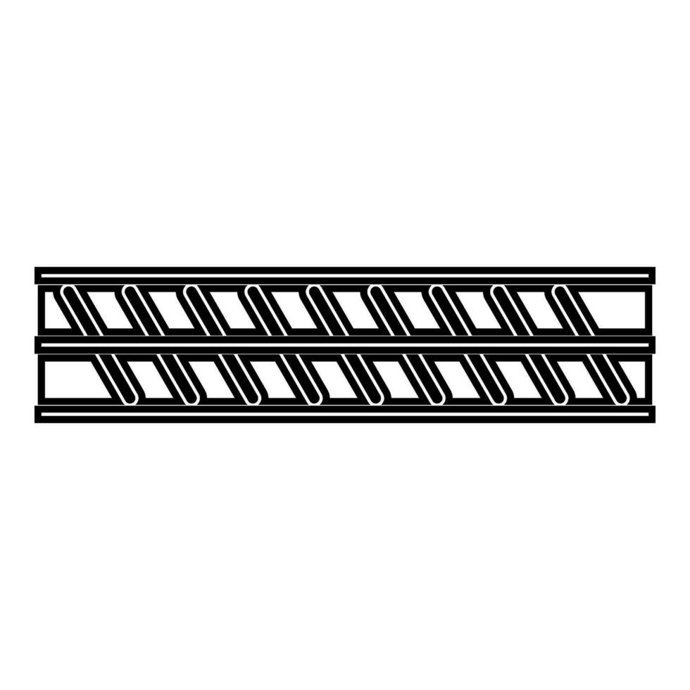 Reinforcement Bar Rebar Ribbed Metal Rod Contour Outline Line Icon Black Color Vector