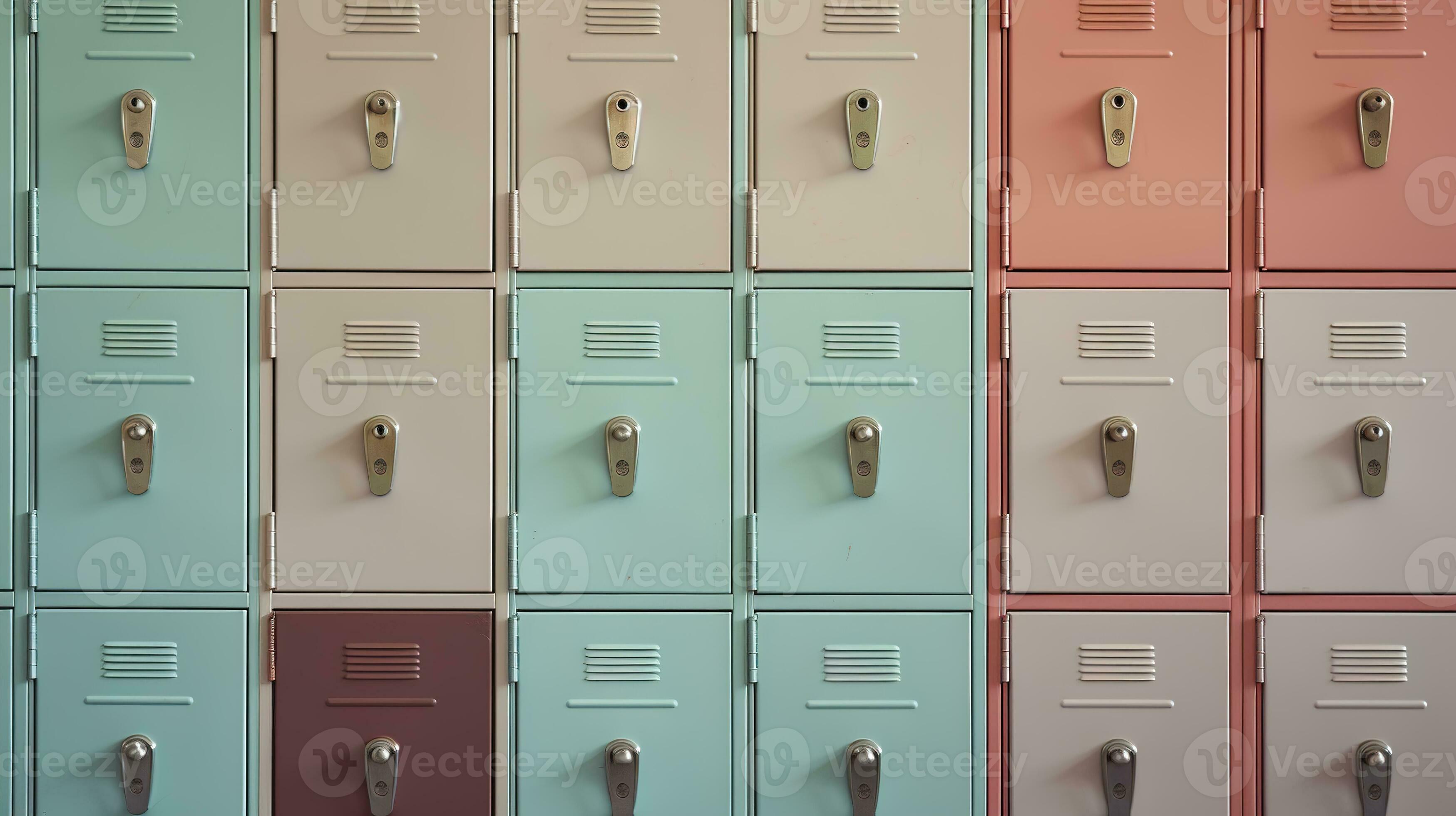 AI generated Generative AI, Row of high school lockers in the hallway ...