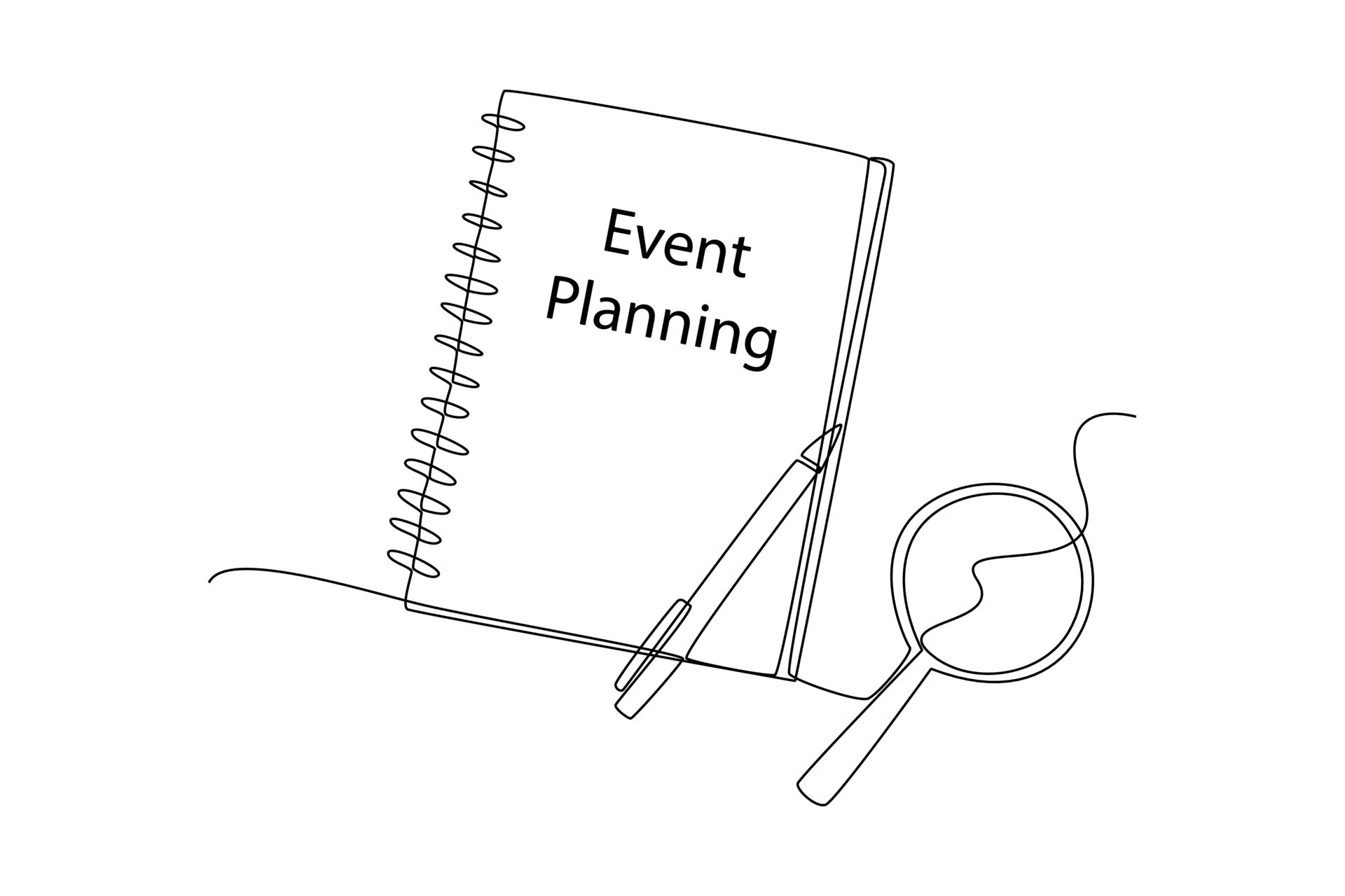 One continuous line drawing of Events, scheduling, creativity. Event ...