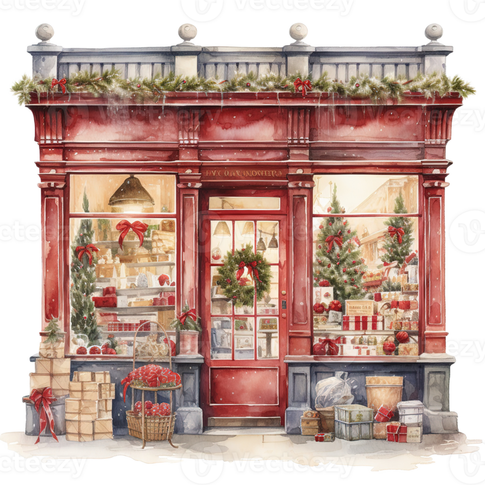 Ai Generated Storefront For Christmas Event Watercolor Style Ai