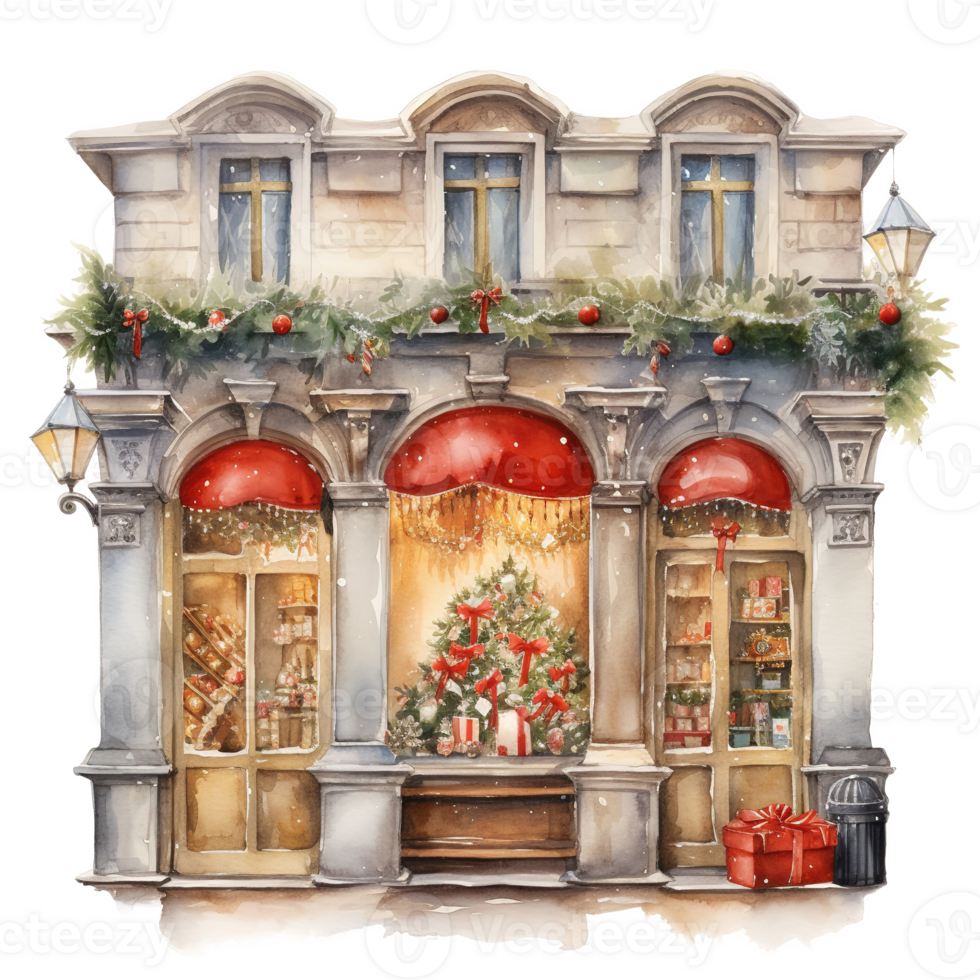Ai Generated Storefront For Christmas Event Watercolor Style Ai