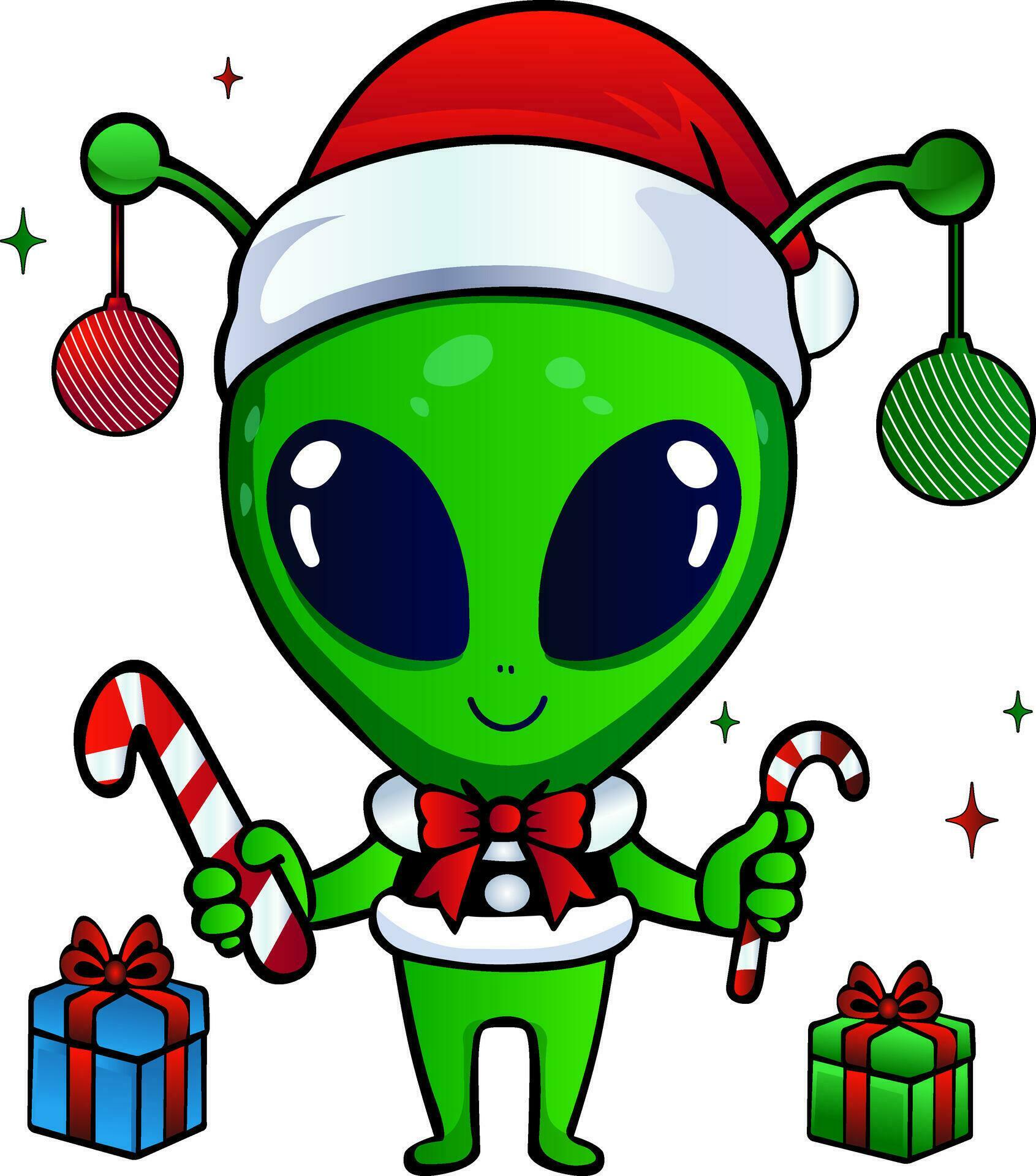 Funny Christmas Alien Clipart 34716798 Vector Art At Vecteezy