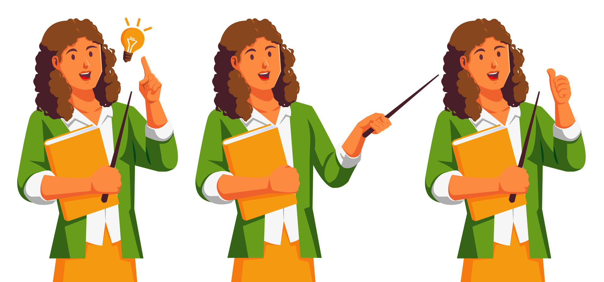 Black Woman teacher with a pointer and a notebook 34717455 Vector Art ...