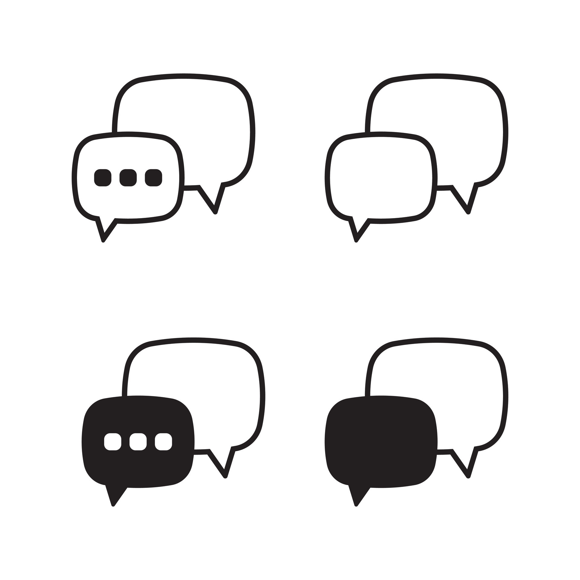 Chat icons vector isolated element. Set of talk bubble speech signs ... Chat icons vector isolated element. Set of talk bubble speech signs ...