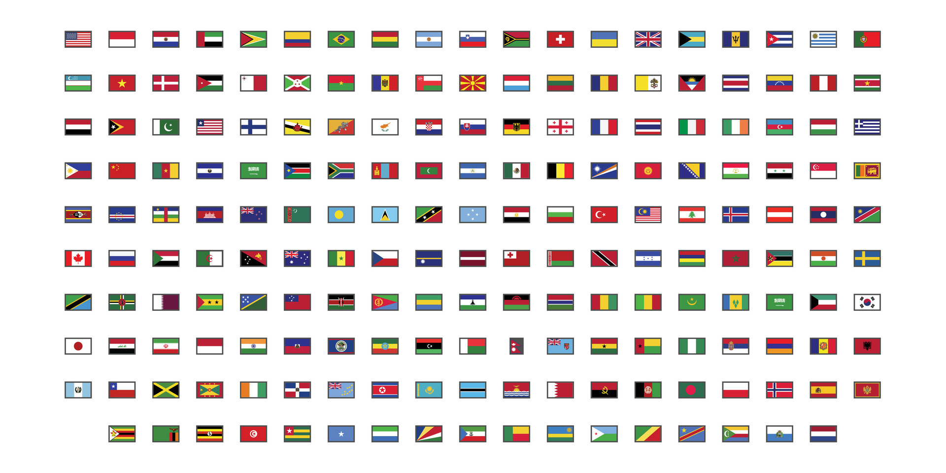 All official national flags of the world , for Website, UI UX Essential ...