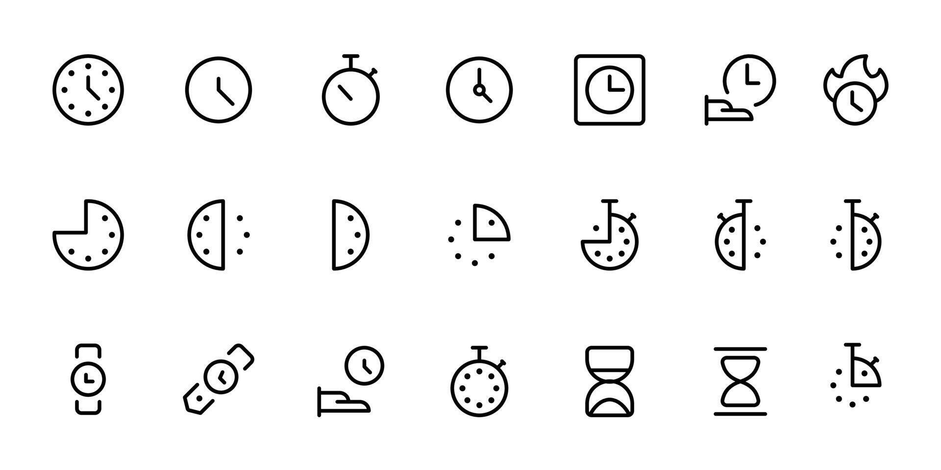 Time And Clock Calendar Timer Line Icons Vector Linear Icon Set