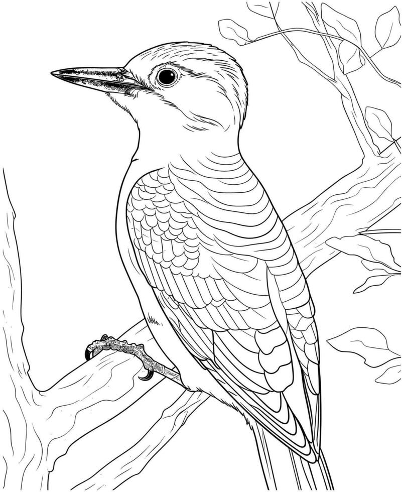 Woodpecker coloring page 34725413 Vector Art at Vecteezy