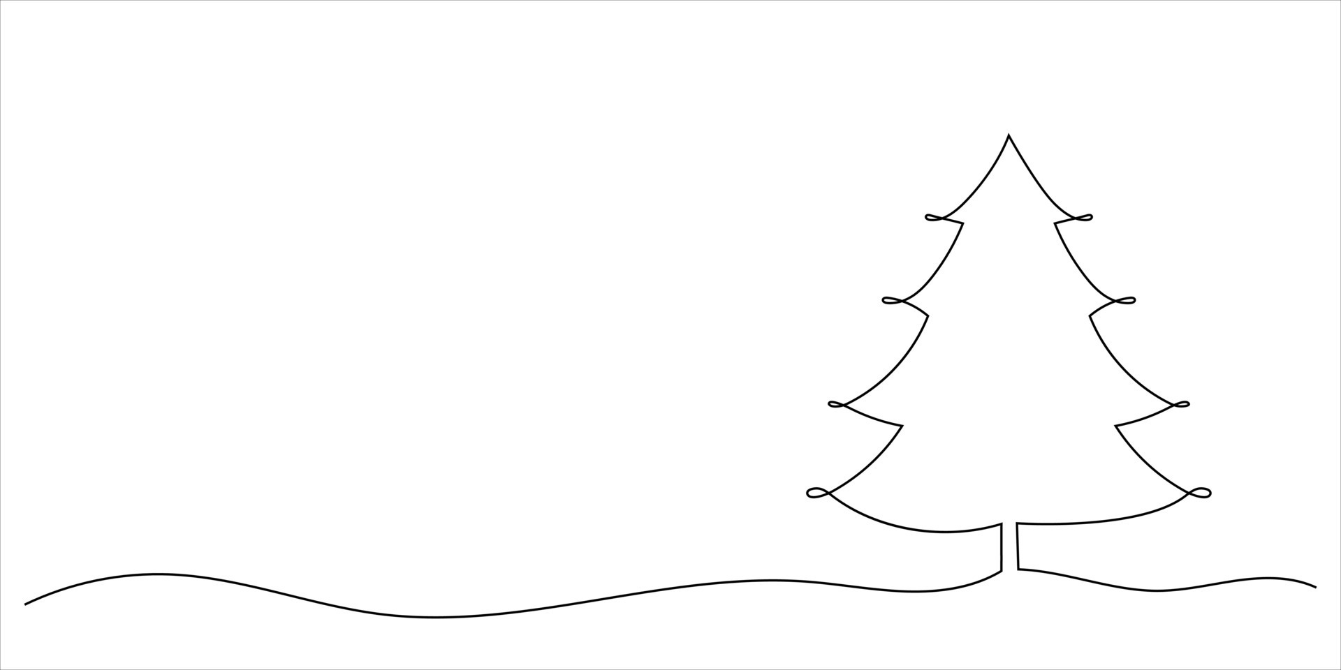Christmas tree Continuous line art drawing with copy space. Christmas ... Christmas tree Continuous line art drawing with copy space. Christmas ...