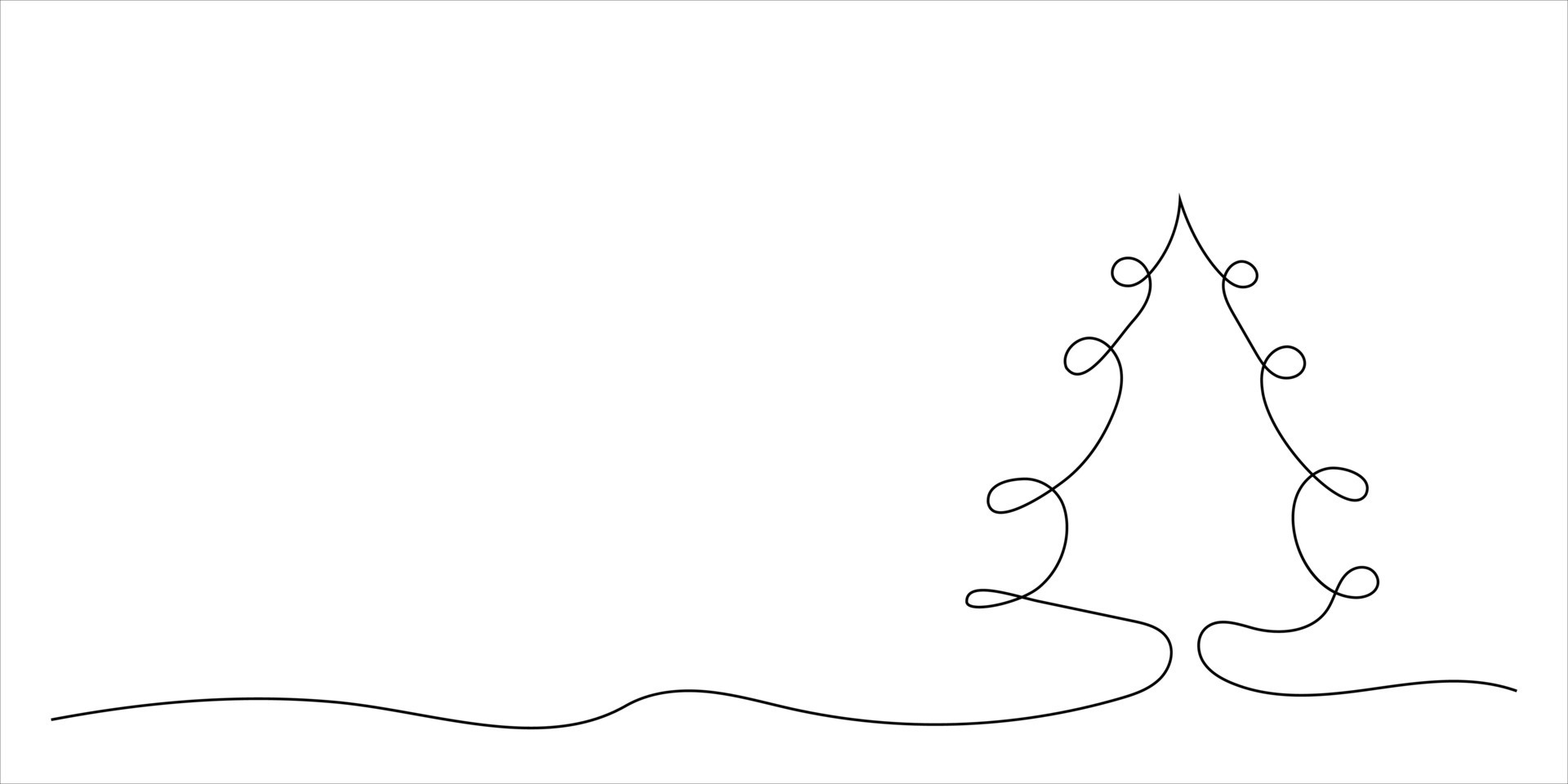 Christmas tree Continuous line art drawing with copy space. Christmas ... Christmas tree Continuous line art drawing with copy space. Christmas ...
