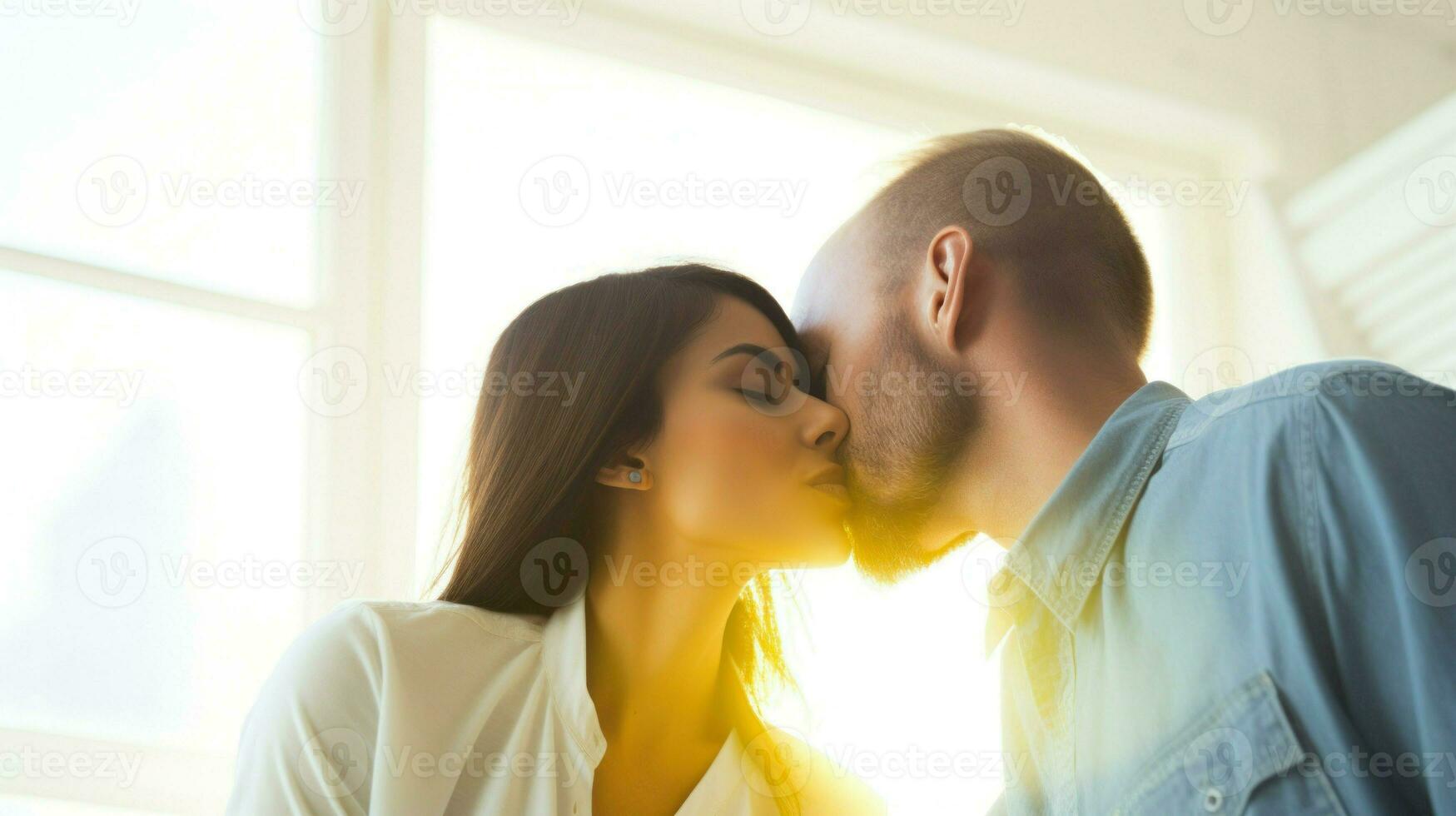 Young couple kissing in the bedroom. Generative AI 34733047 Stock Photo at Vecteezy