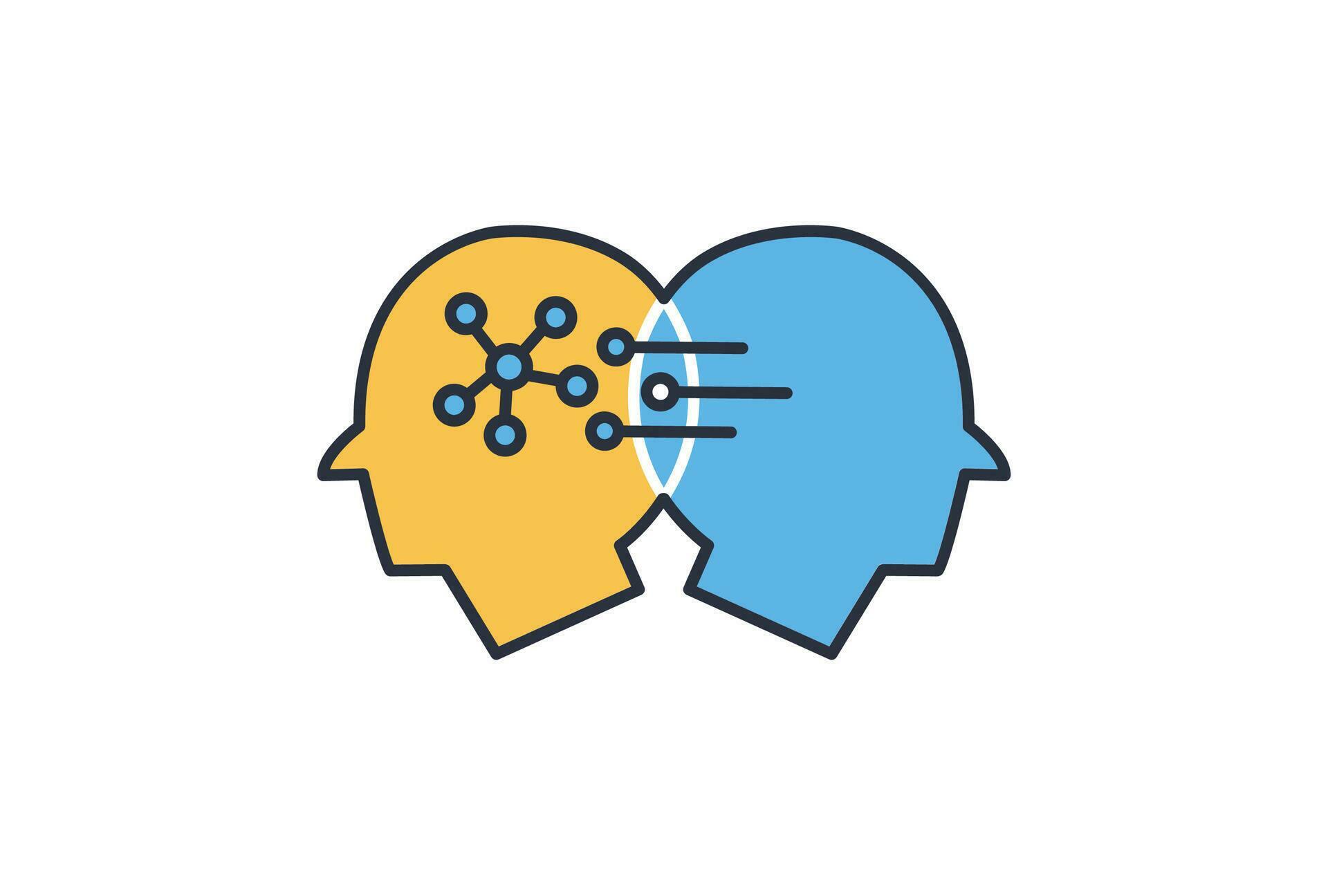 artificial intelligence icon. human machine collaboration. human head ...