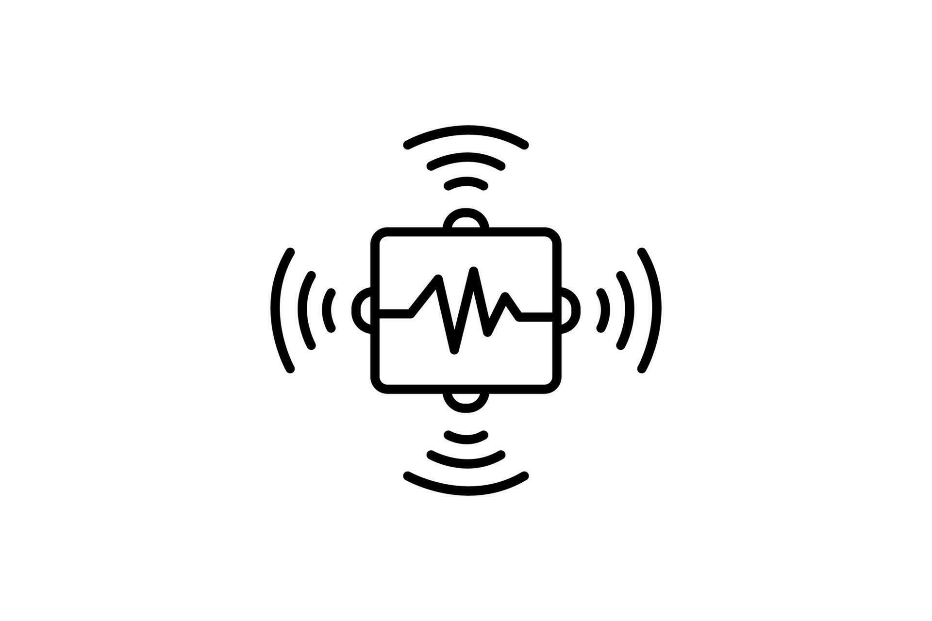Advanced Sensors Icon Sensor With Data Waves Icon Related To Technology Line Icon Style