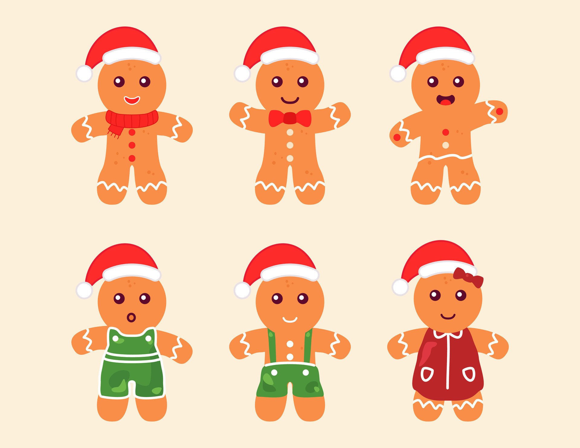 Vector Hand Drawn Christmas Gingerbread Man Cookie Collection 34750970 Vector Art At Vecteezy