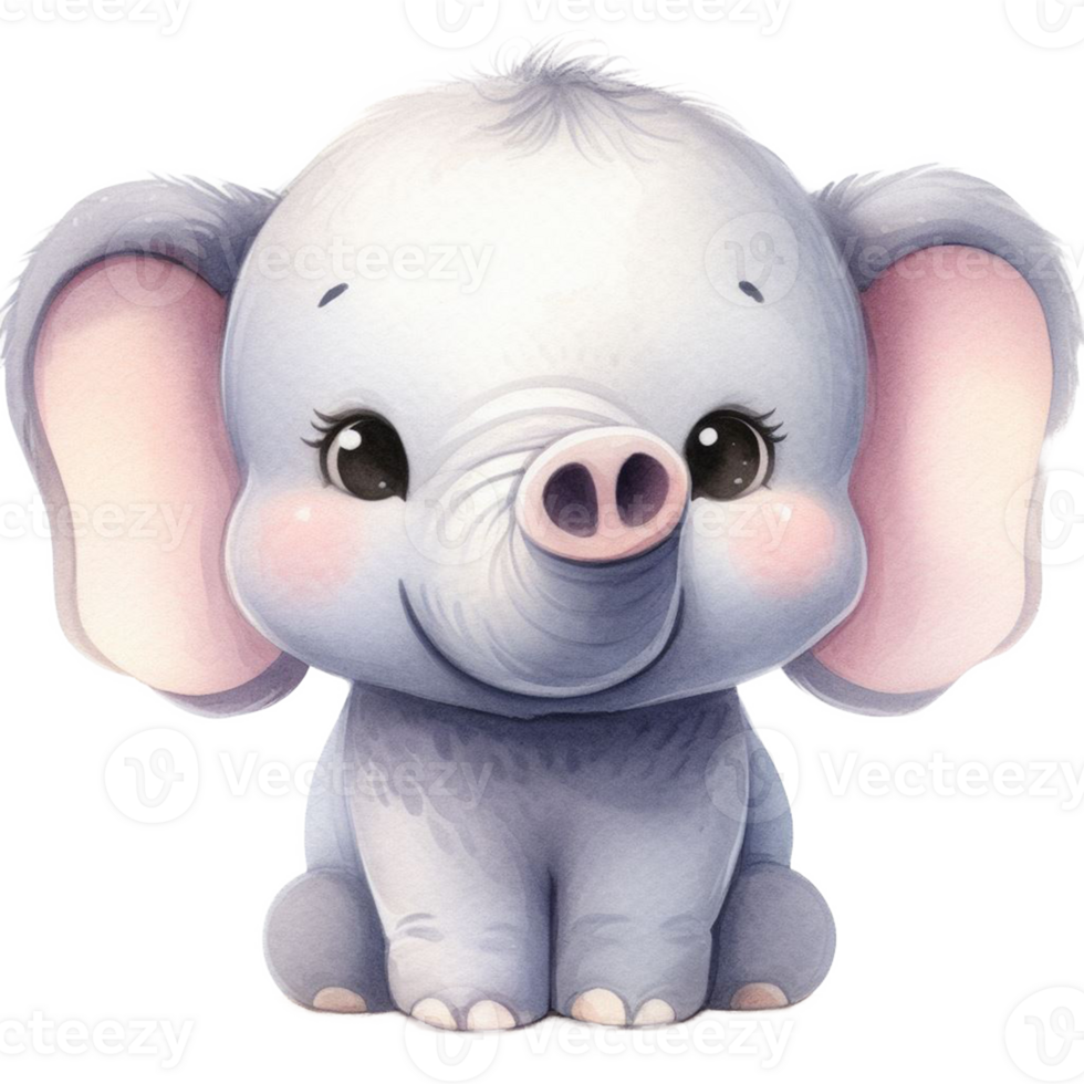 AI generated cute baby elephant watercolor clip art, little baby ... AI generated cute baby elephant watercolor clip art, little baby ...