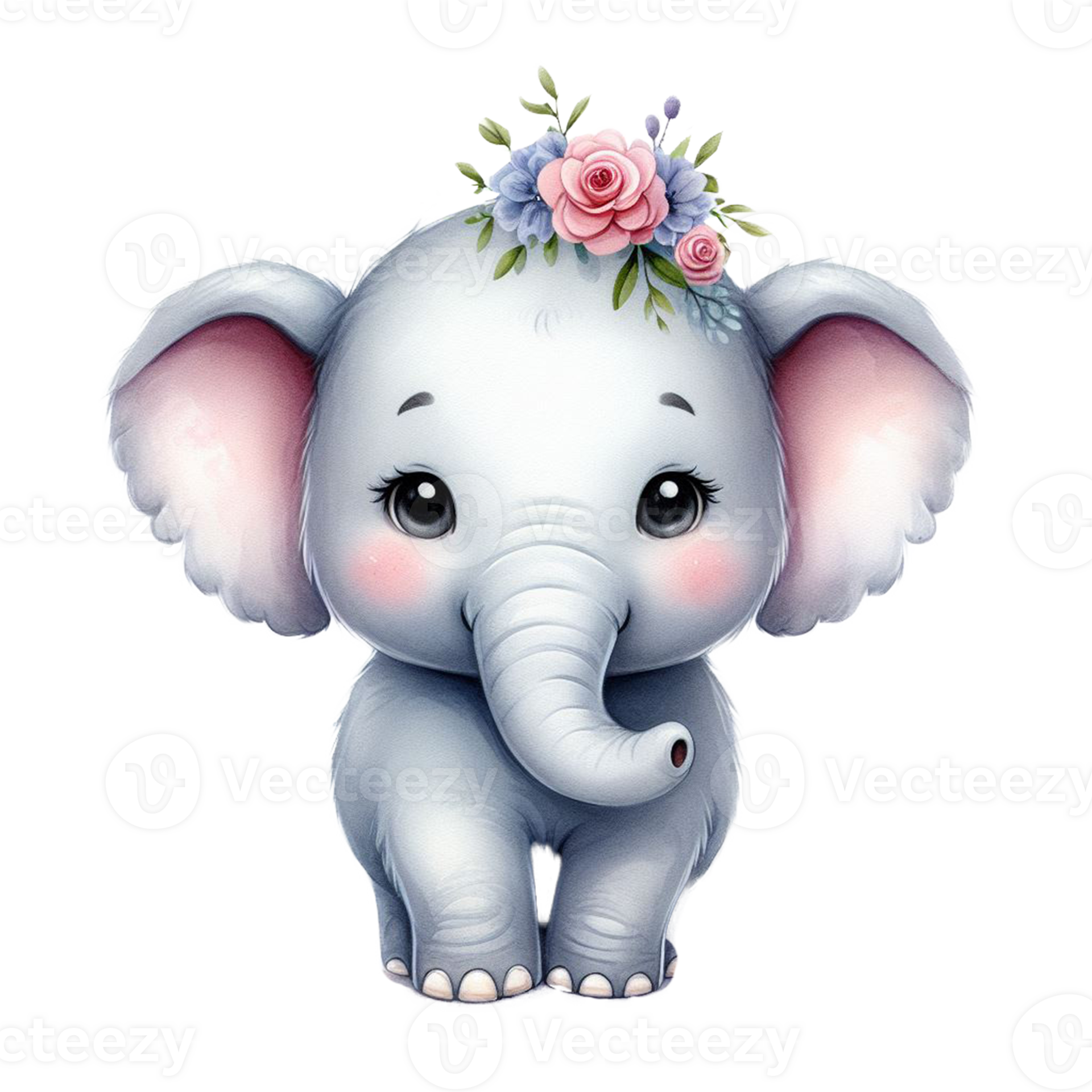 AI generated cute baby elephant watercolor clip art, little baby ...