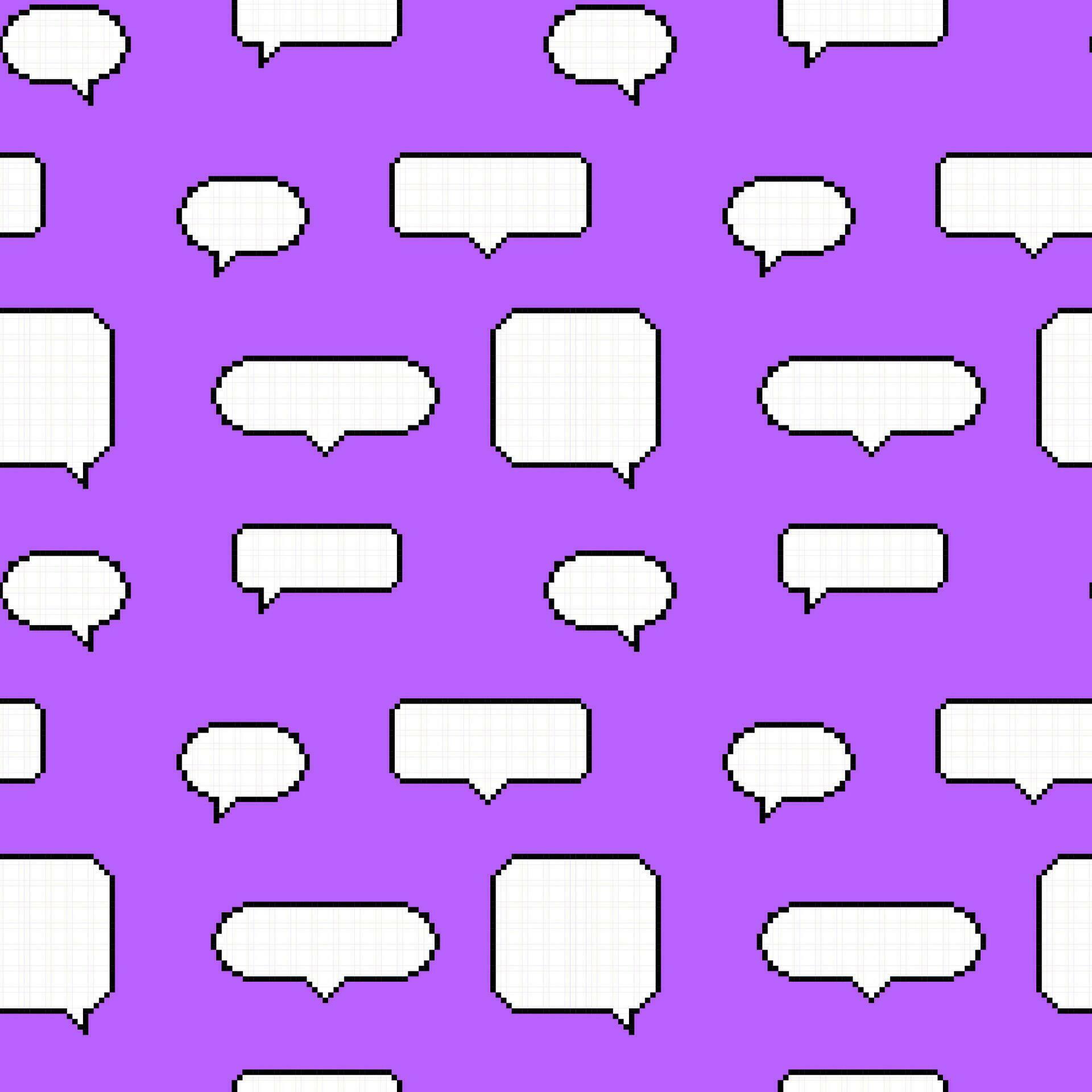 Seamless pattern of pixelated dialog boxes in 8-bit style on a bright ...
