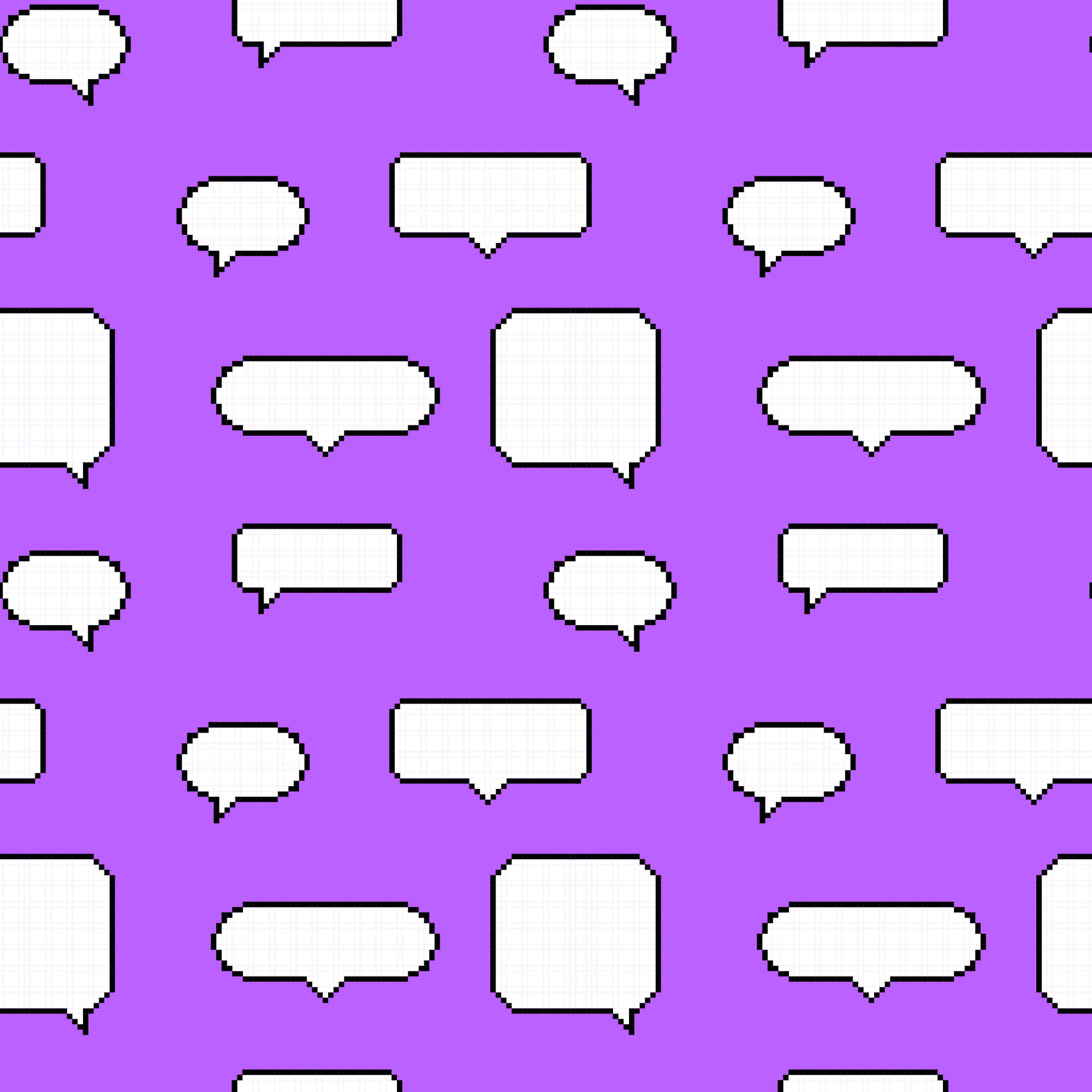 Seamless Pattern Of Pixelated Dialog Boxes In 8 Bit Style On A Bright Purple Background Pop Up