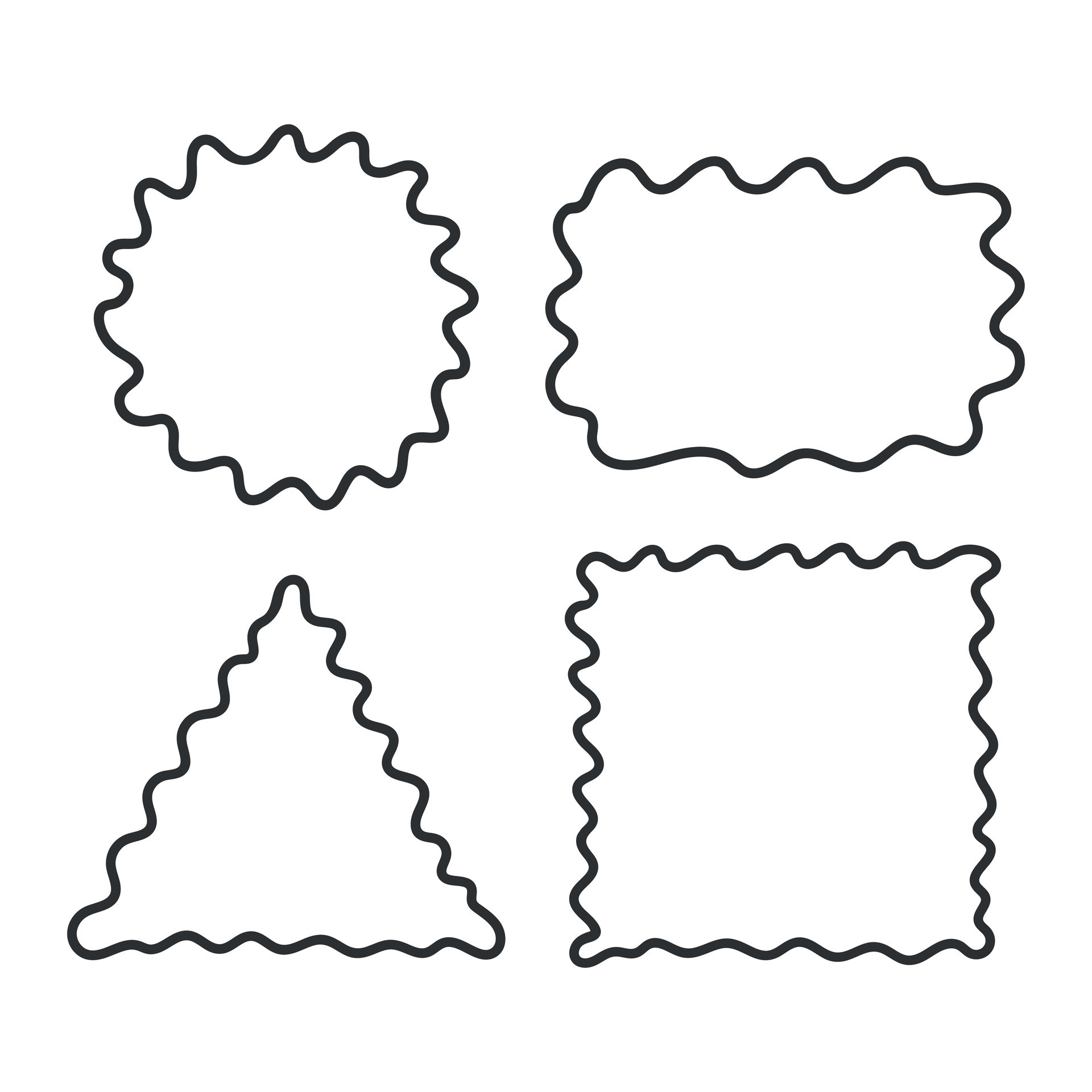 Empty wavy geometric frames. Hand drawn curvy doodle frames in circle ...