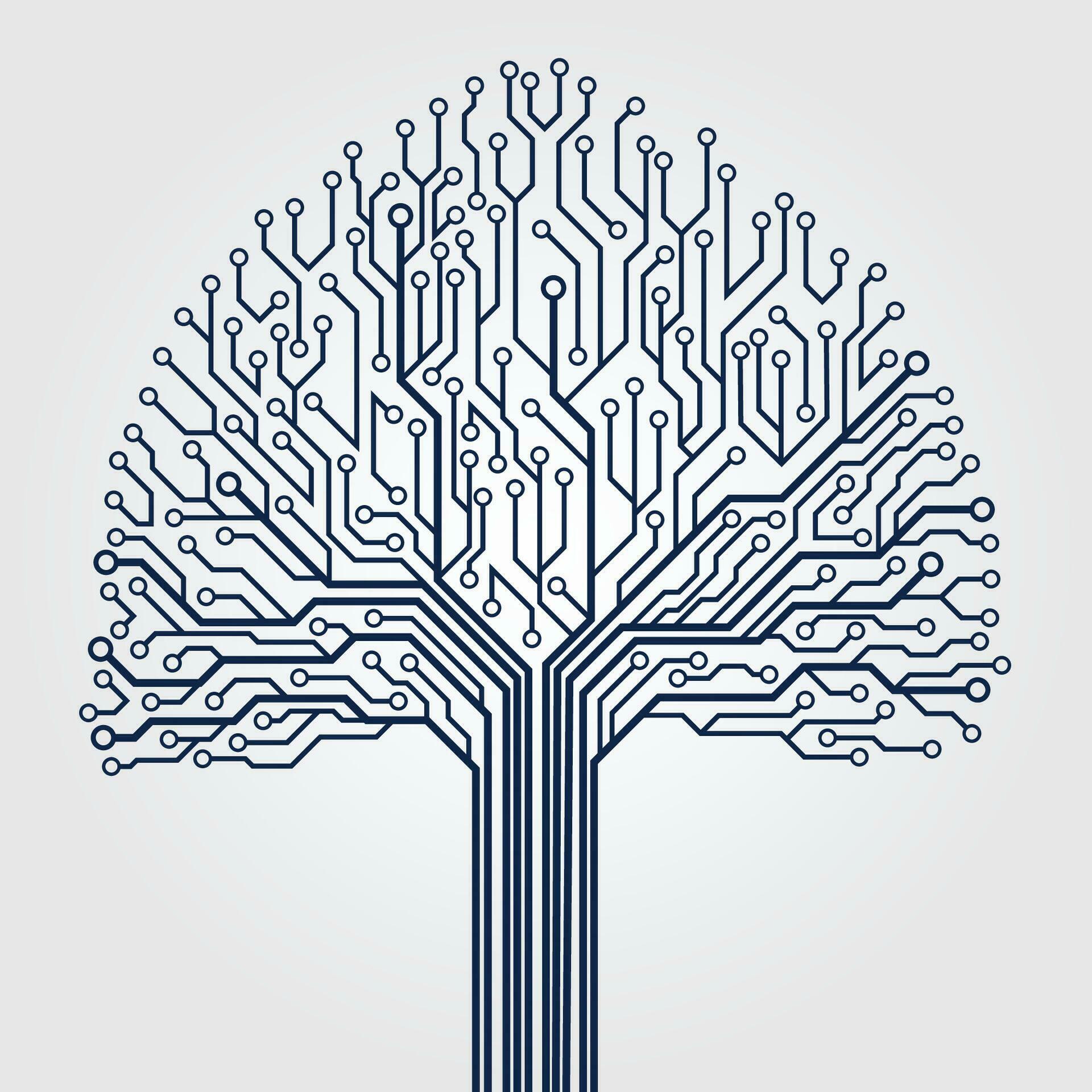 Vector Circuit technology tree on white background. Computer ...