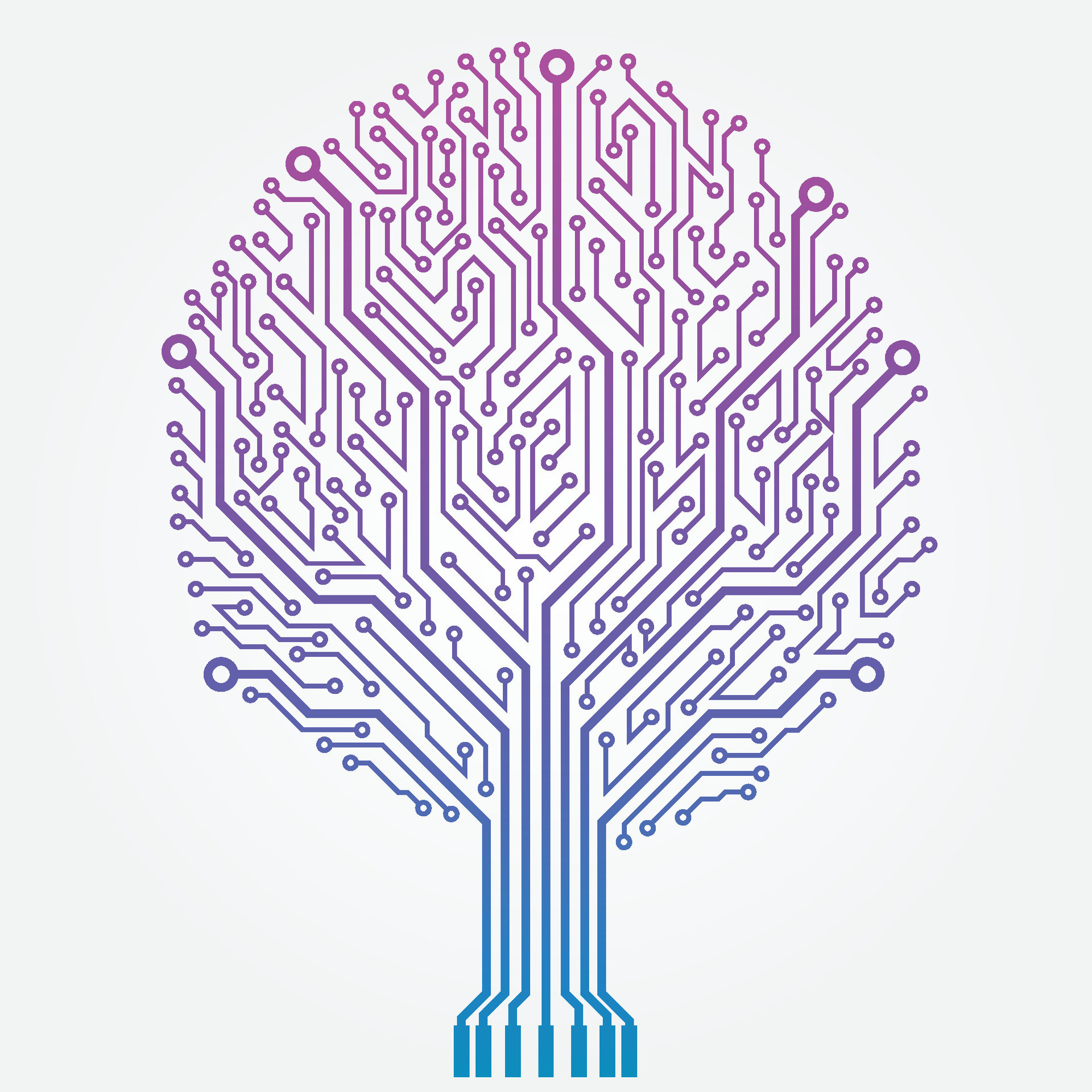 Vector Circuit technology tree on white background. Computer ...
