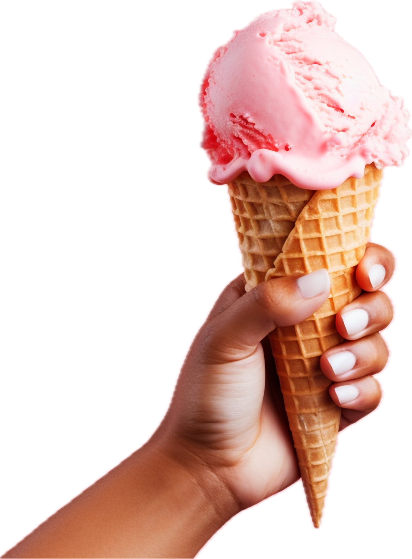 Ai Generated Female Hand Holding Strawberry Ice Cream Cone Png 34763759 Png