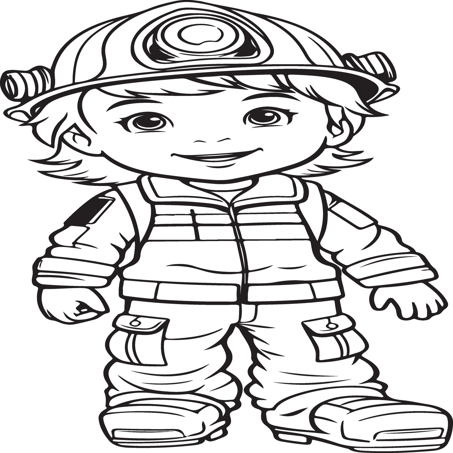 child in an firefighter costume coloring page 34765853 Vector Art at ...
