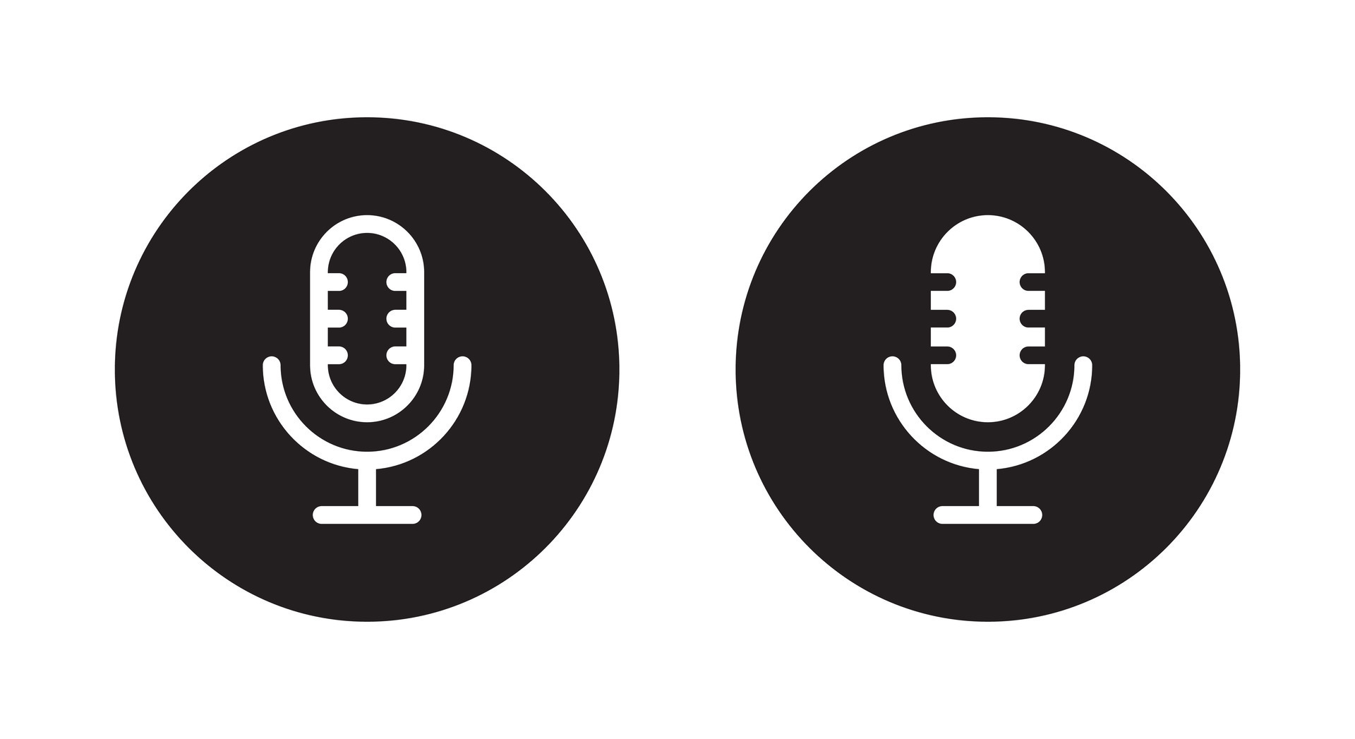Podcast Microphone Icon Vector In Black Circle Voice Recorder Button 34771616 Vector Art At