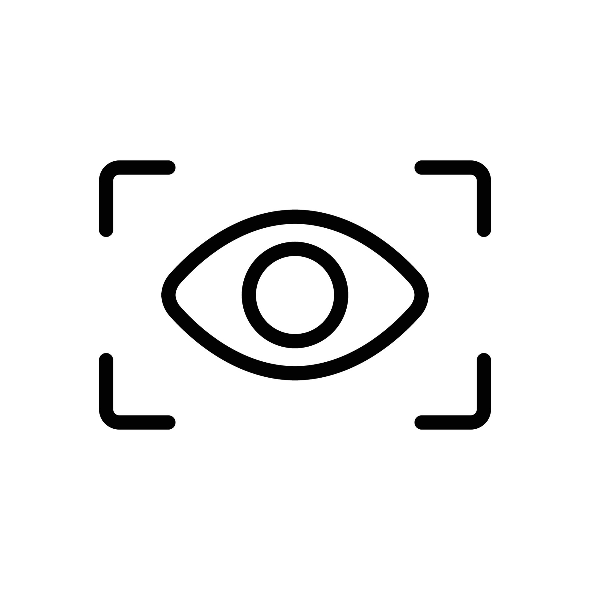 Eye scan icon. Simple outline style. Visual identity, focus, view, vision, future tech, eye with ...
