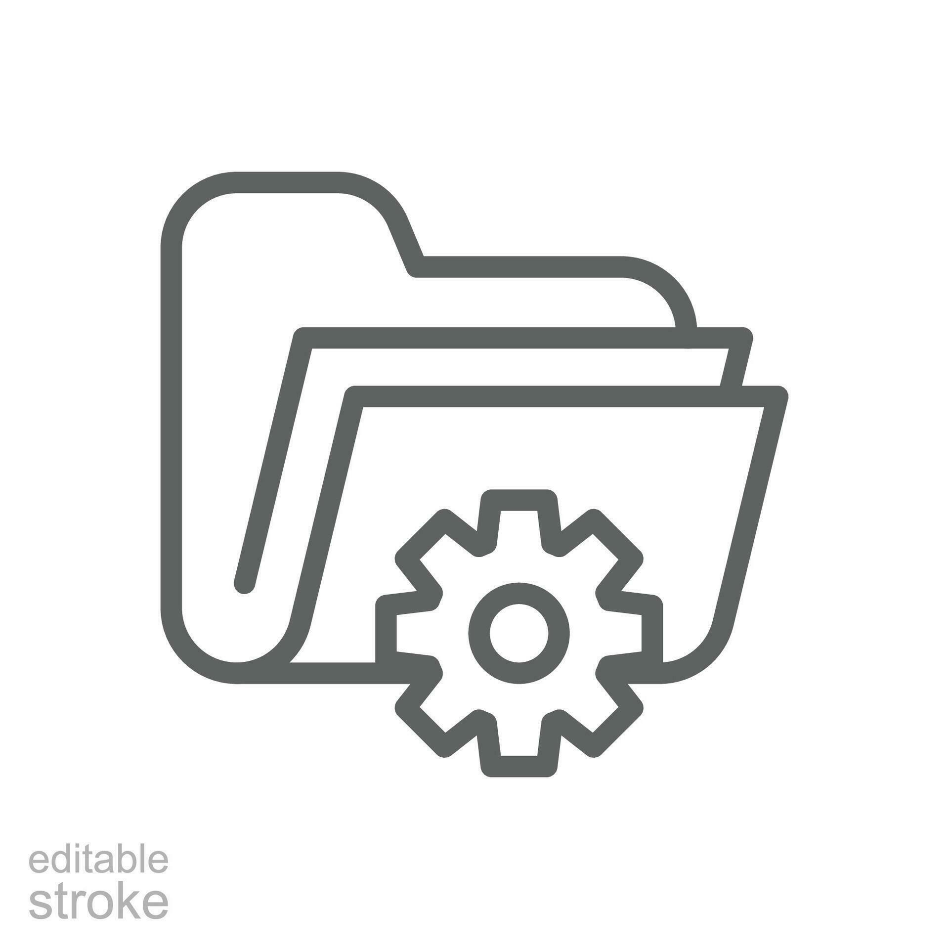 Data management icon. Simple outline style. Document, file, folder, record, digital database ...