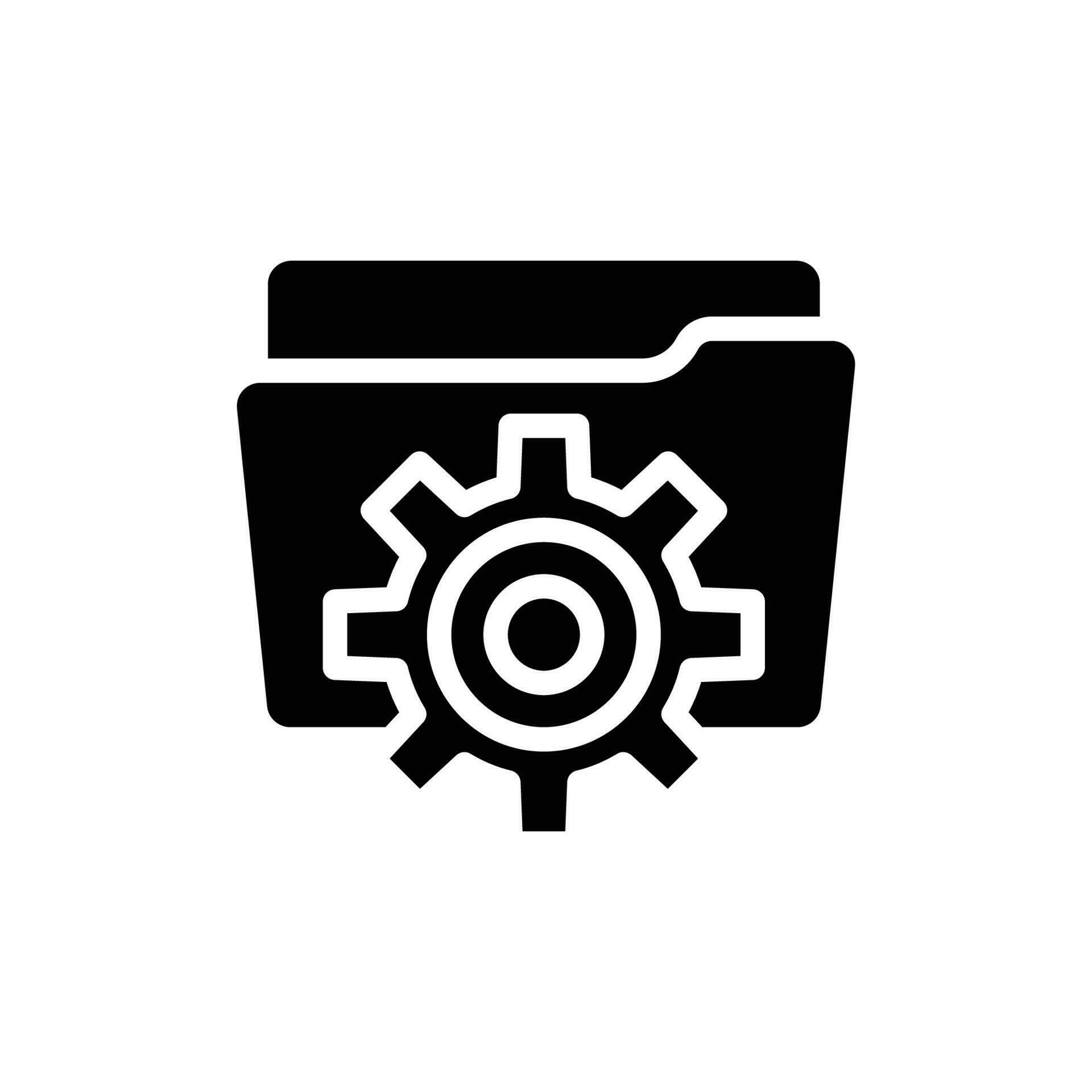 Data management icon. Simple solid style. Document, file, folder, record, digital database ...