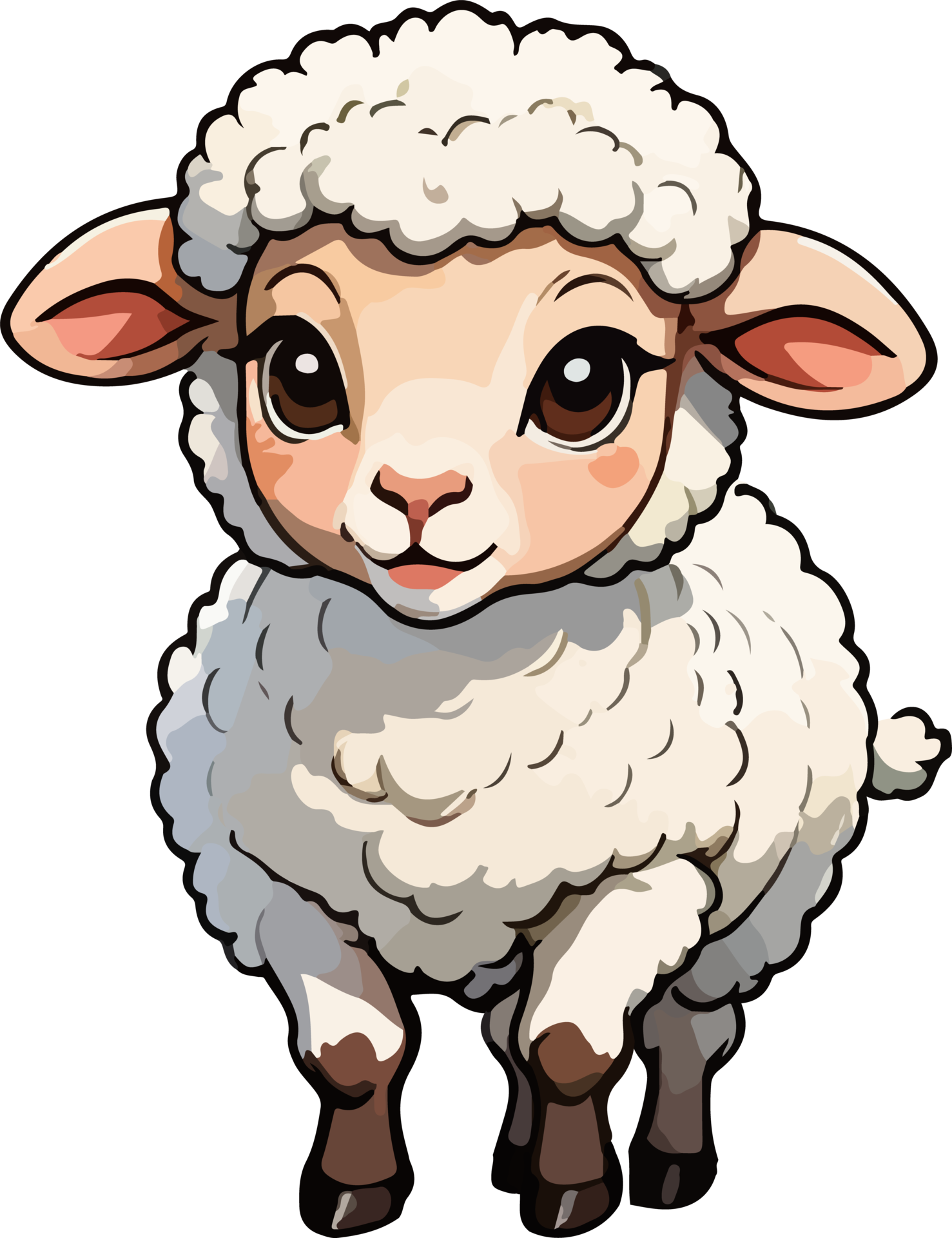 Ai Generated Cute Sheep Cartoon Clipart 34772740 Png