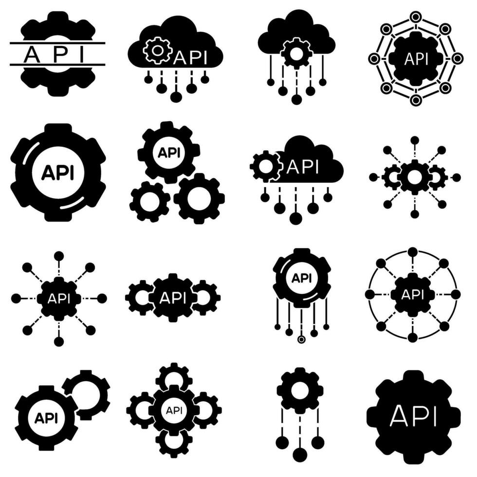 Api icon vector set. integration illustration sign collection ...