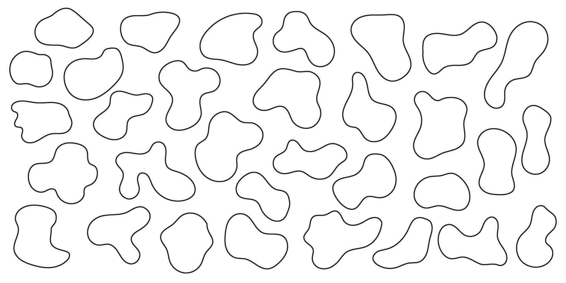 Amoeba blob, organic abstract shape. Set of Liquid amorphous shapes, fluid blotch black and ...