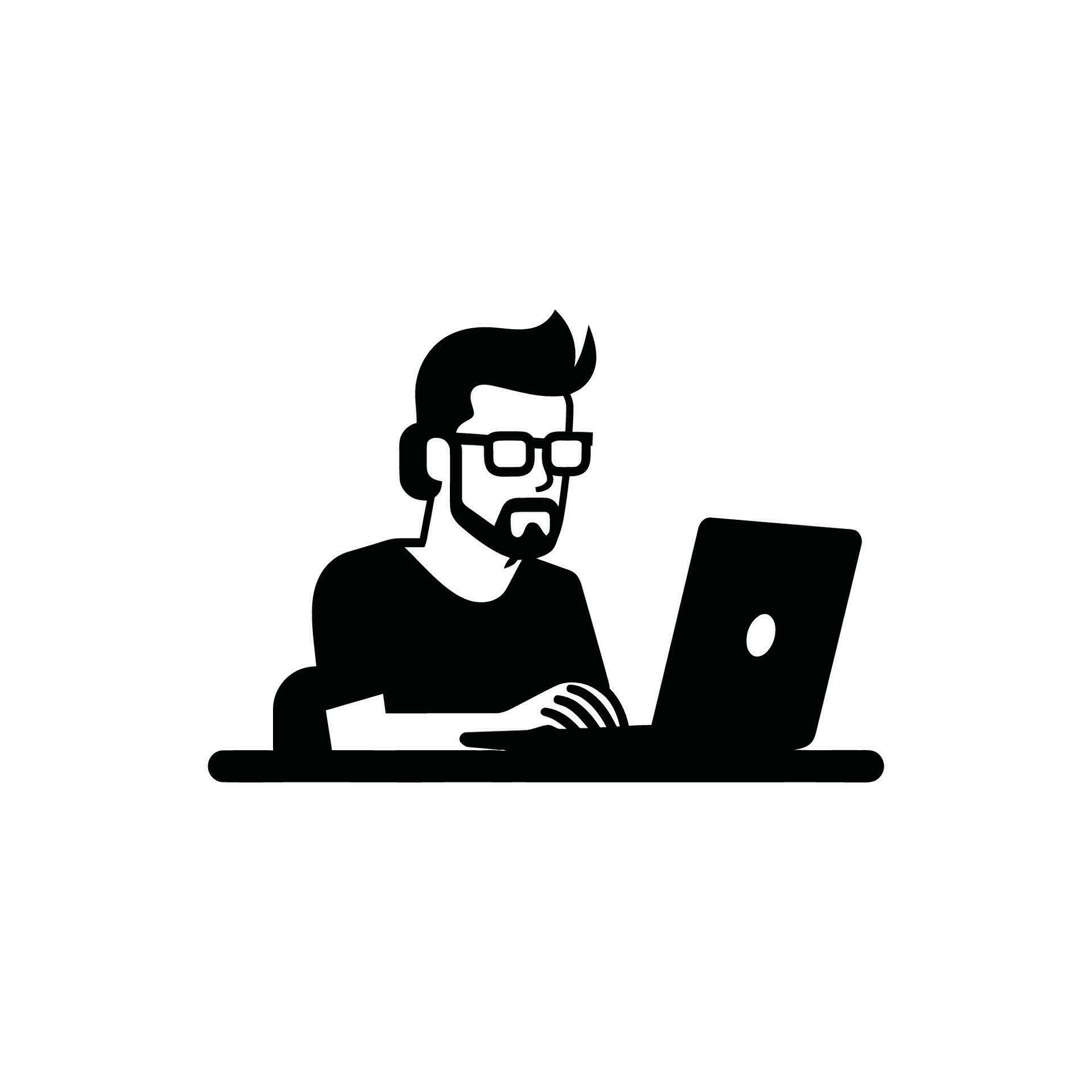 Computer Programmer Icon on White Background - Simple Vector ...