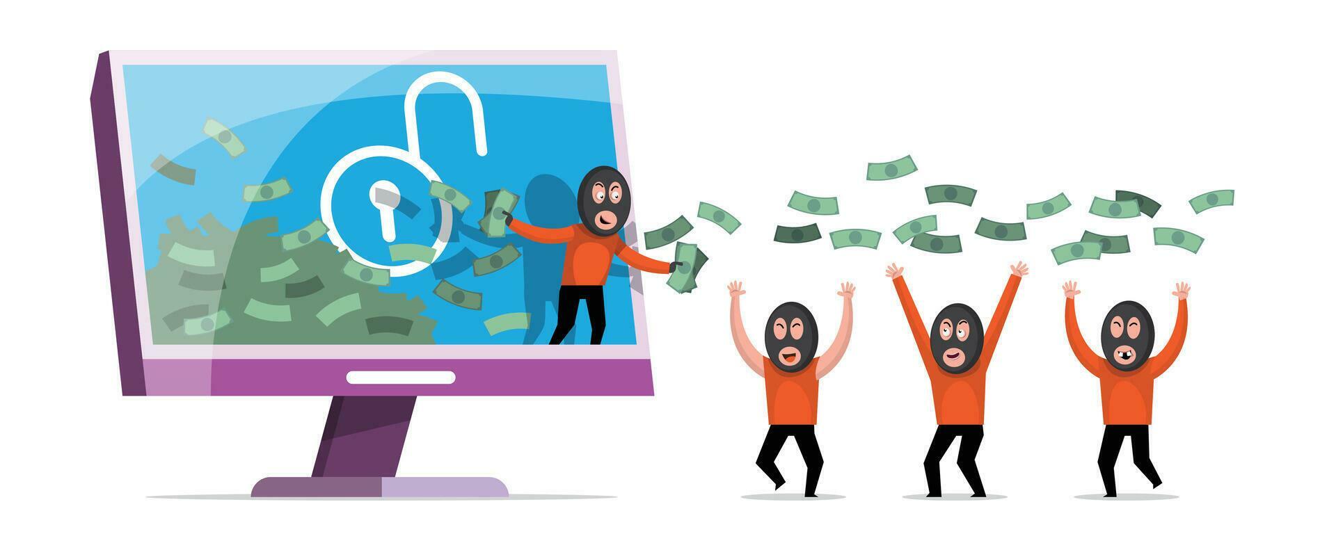 Hacker Steal Money from Unlocked Computer. 34781162 Vector Art at Vecteezy