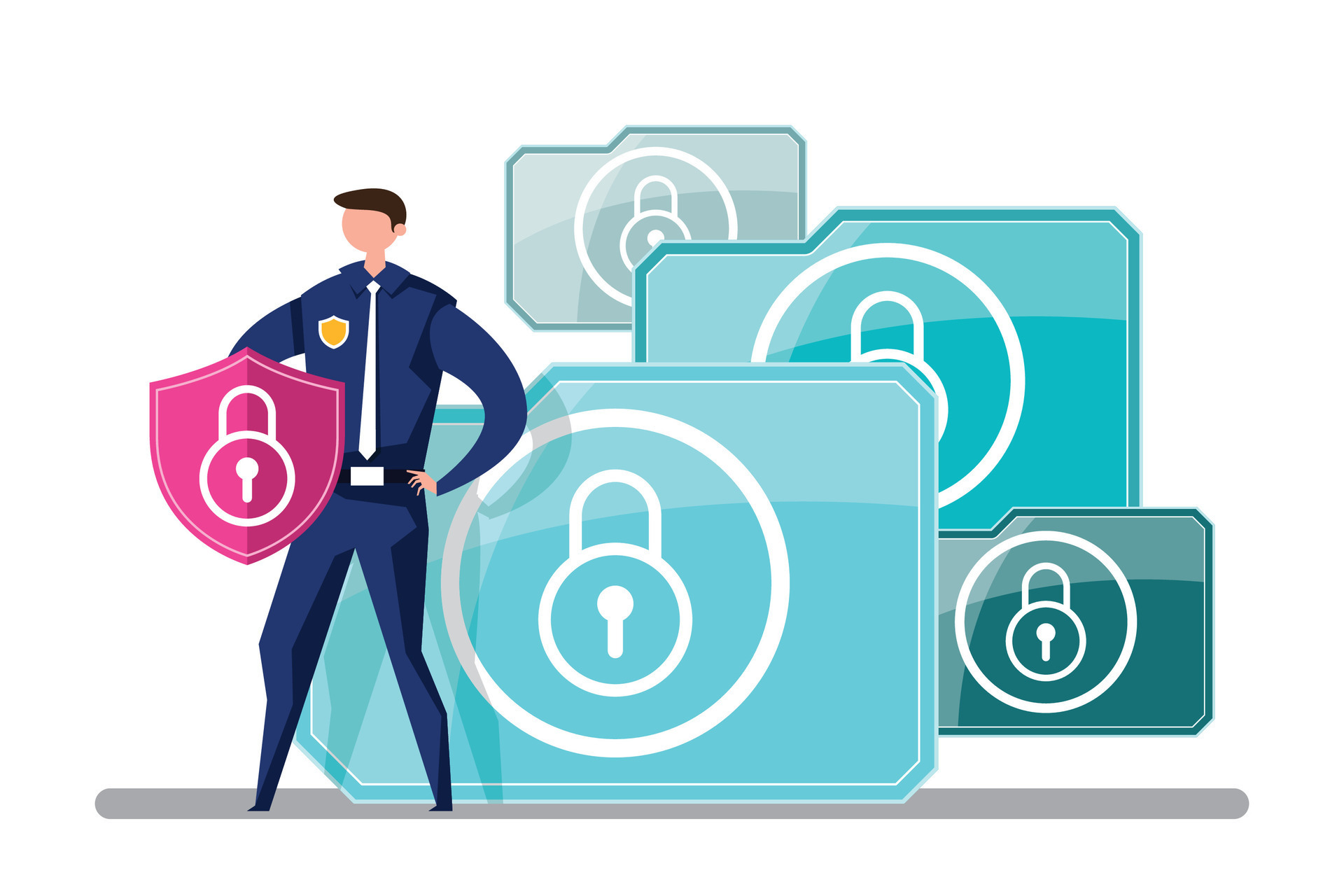 Security Guard With Shield Protect Data And Password 34781182 Vector