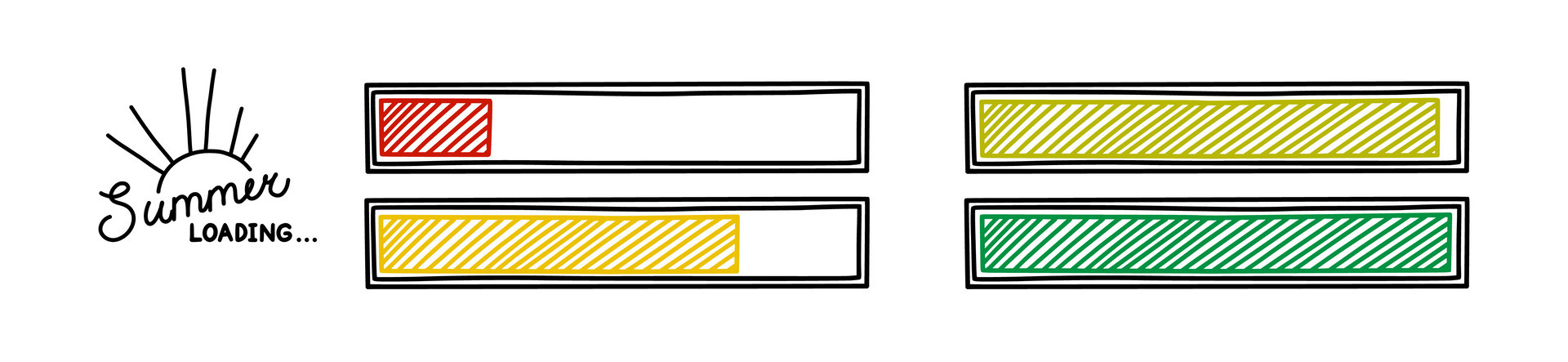 Summer progress loading bar. Infographics design element with status of completion. Hand drawn ...