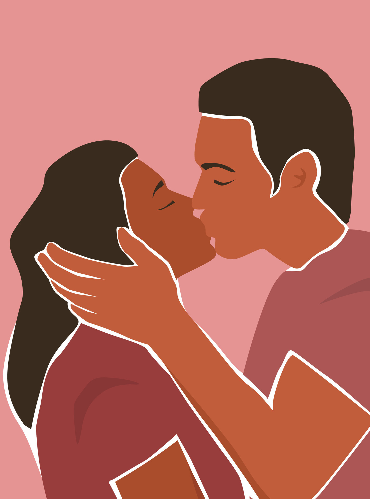 A Man And A Woman In Love Embrace Kiss Each Other Abstract Poster