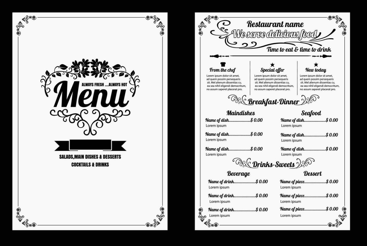 Fast Food Restaurant Vector Menu Template 34784109 Vector Art at Vecteezy Fast Food Restaurant Vector Menu Template 34784109 Vector Art at Vecteezy
