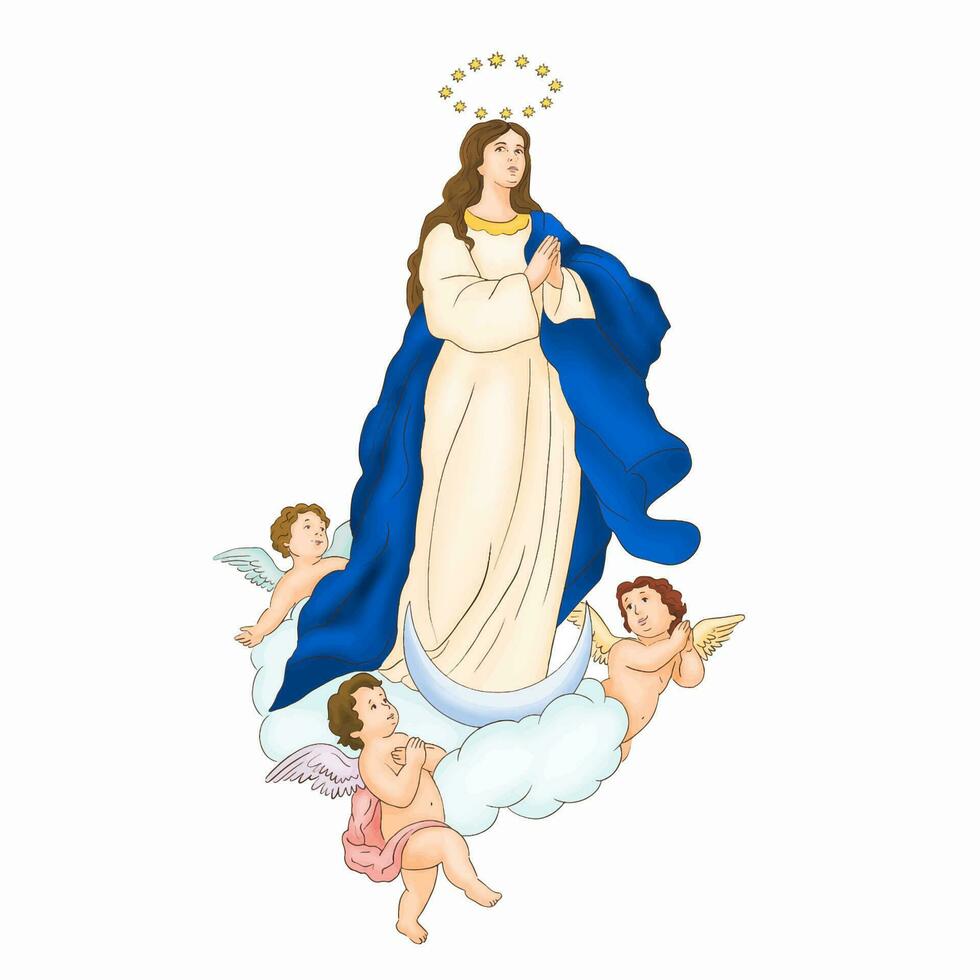 Immaculate Conception Virgin Mary Assumption Of Mary 34784605 Vector