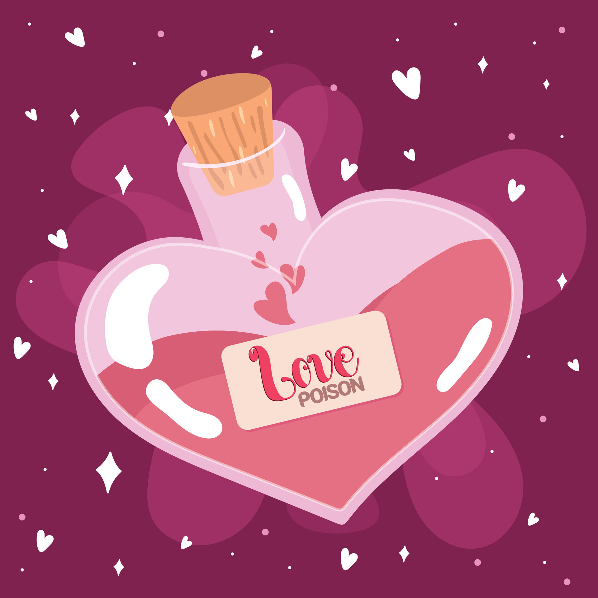 Isolated heart shape love potion Valentine day poster Vector ...