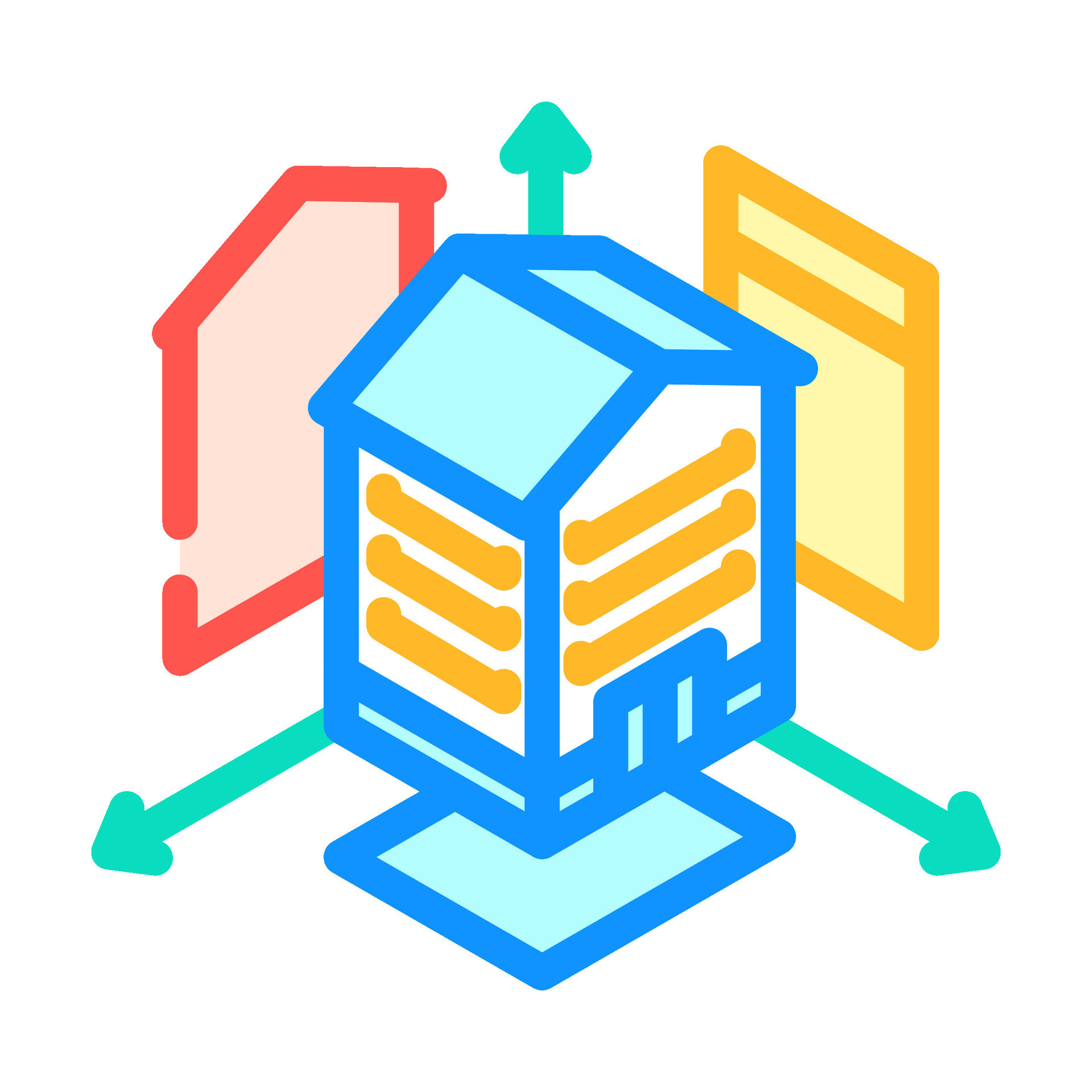 Orthographic Projections Architectural Drafter Color Icon Vector