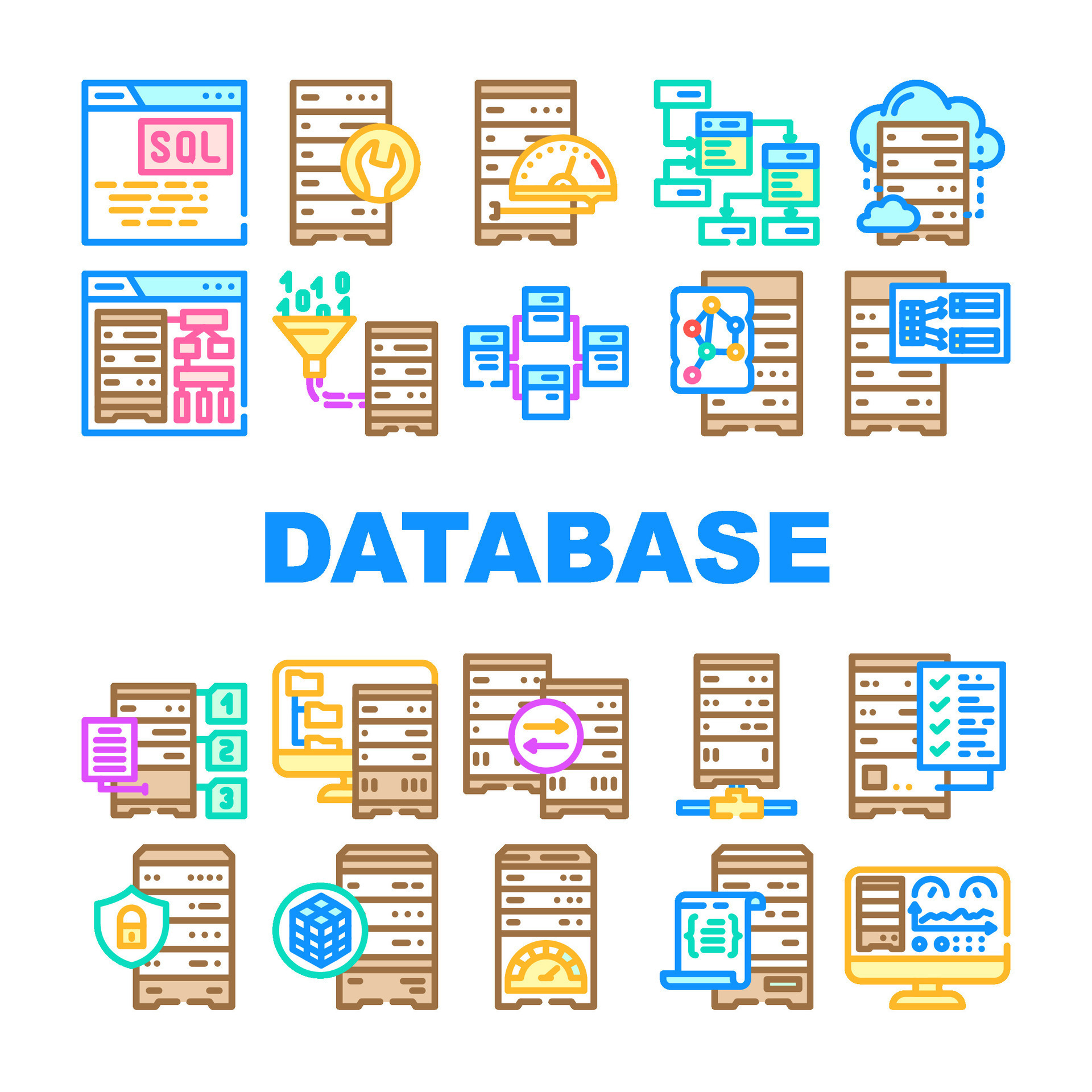 database administrator computer, icons set vector 34790560 Vector Art ... database administrator computer, icons set vector 34790560 Vector Art ...