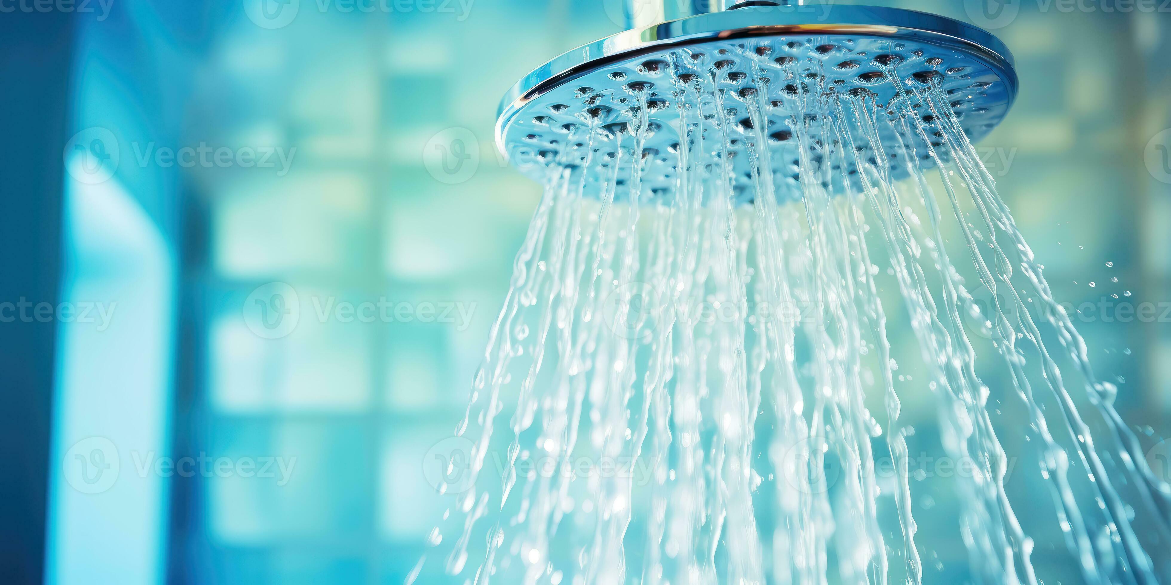 Ai Generated Close Up Shower Experience Refreshing Water Droplets In The Bathroom Generative